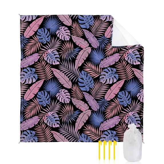 Beach Blanket Waterproof Sandproof Pink Blue Palm Leaves Beach Blankets ...