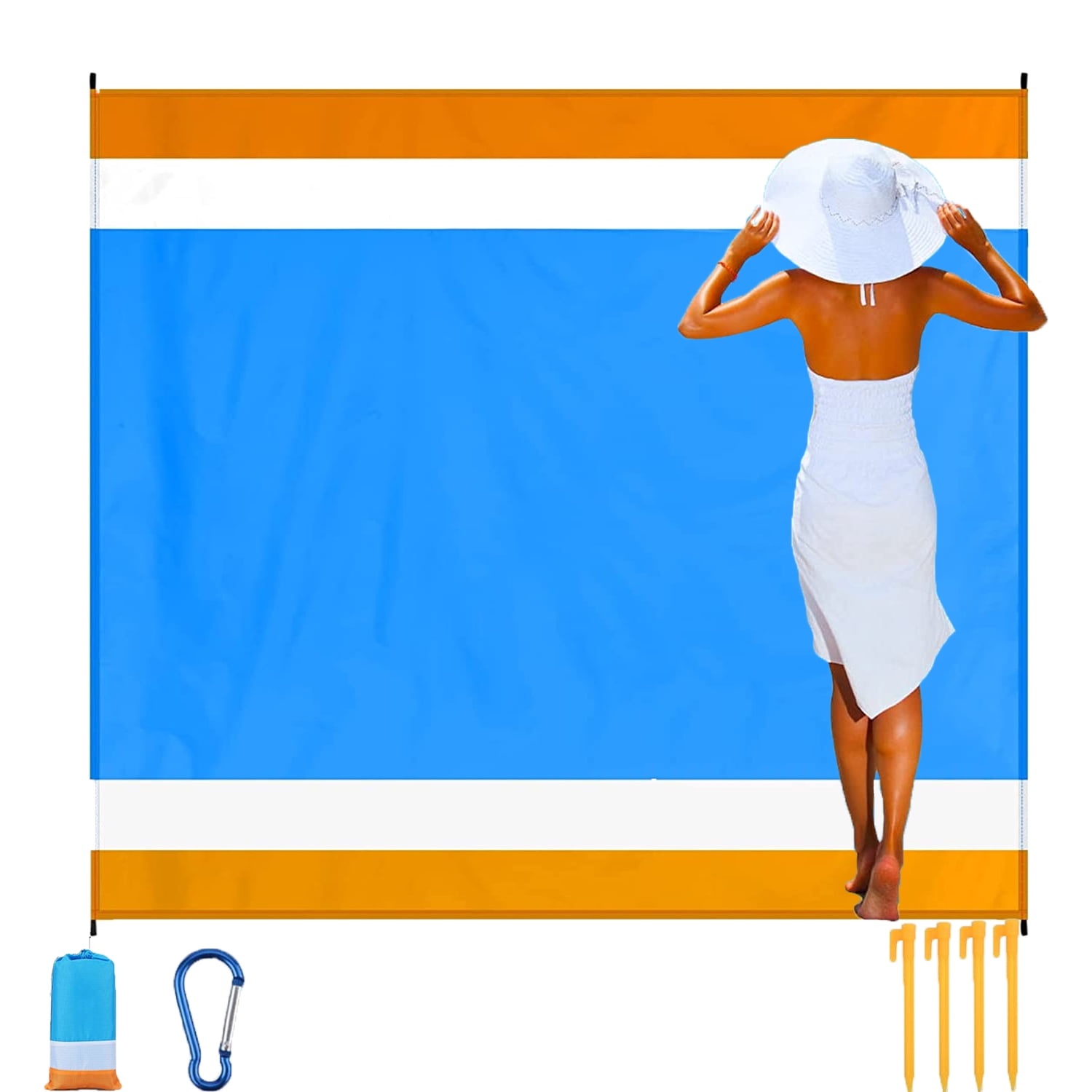 Beach Blanket, Y2Konexi 83" X 79"Oversized Waterproof Sandproof, Quick ...