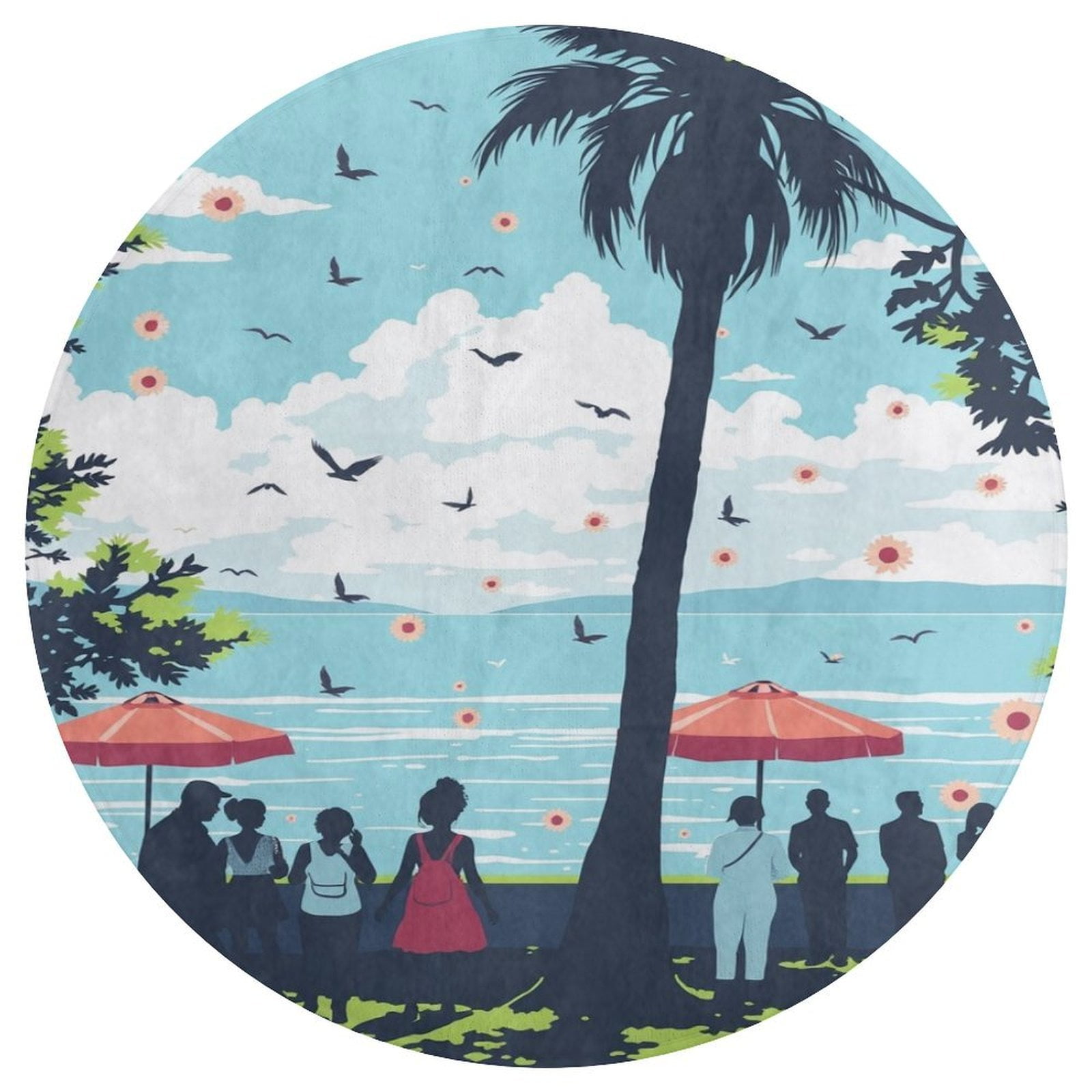 Beach Bliss Flowers Birds Rugs for Bedroom Large Area Living Room ...