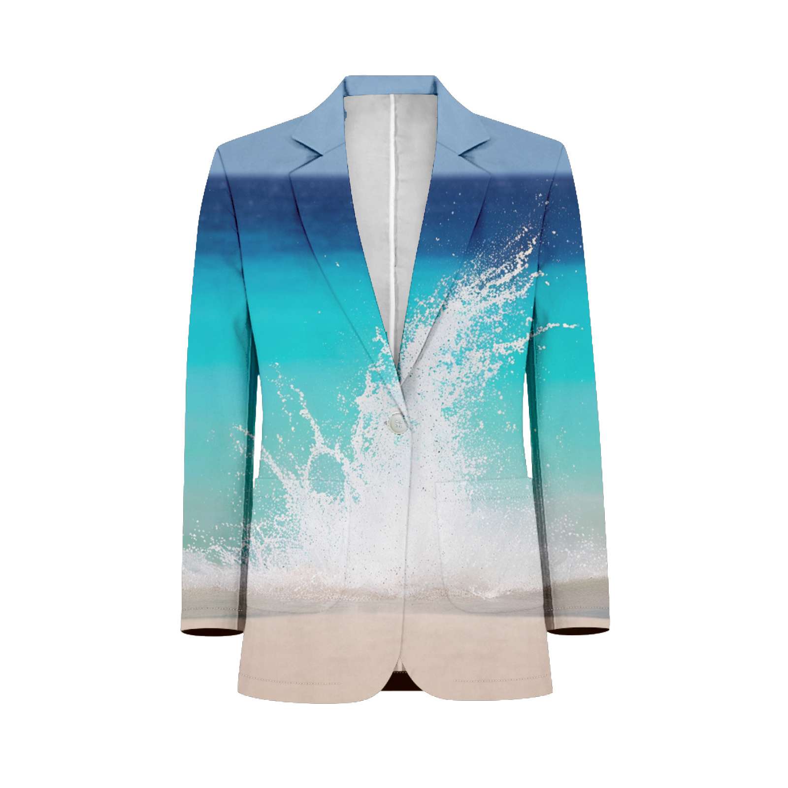 Beach Bliss Turquoise Waves Men's Suit Blazer Casual Party Wear Slim ...