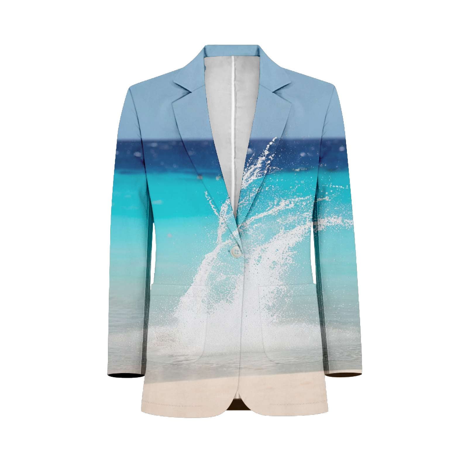 Beach Bliss Turquoise Waves Mens Suits Shawl Collar Slim Fit Suit Mens ...