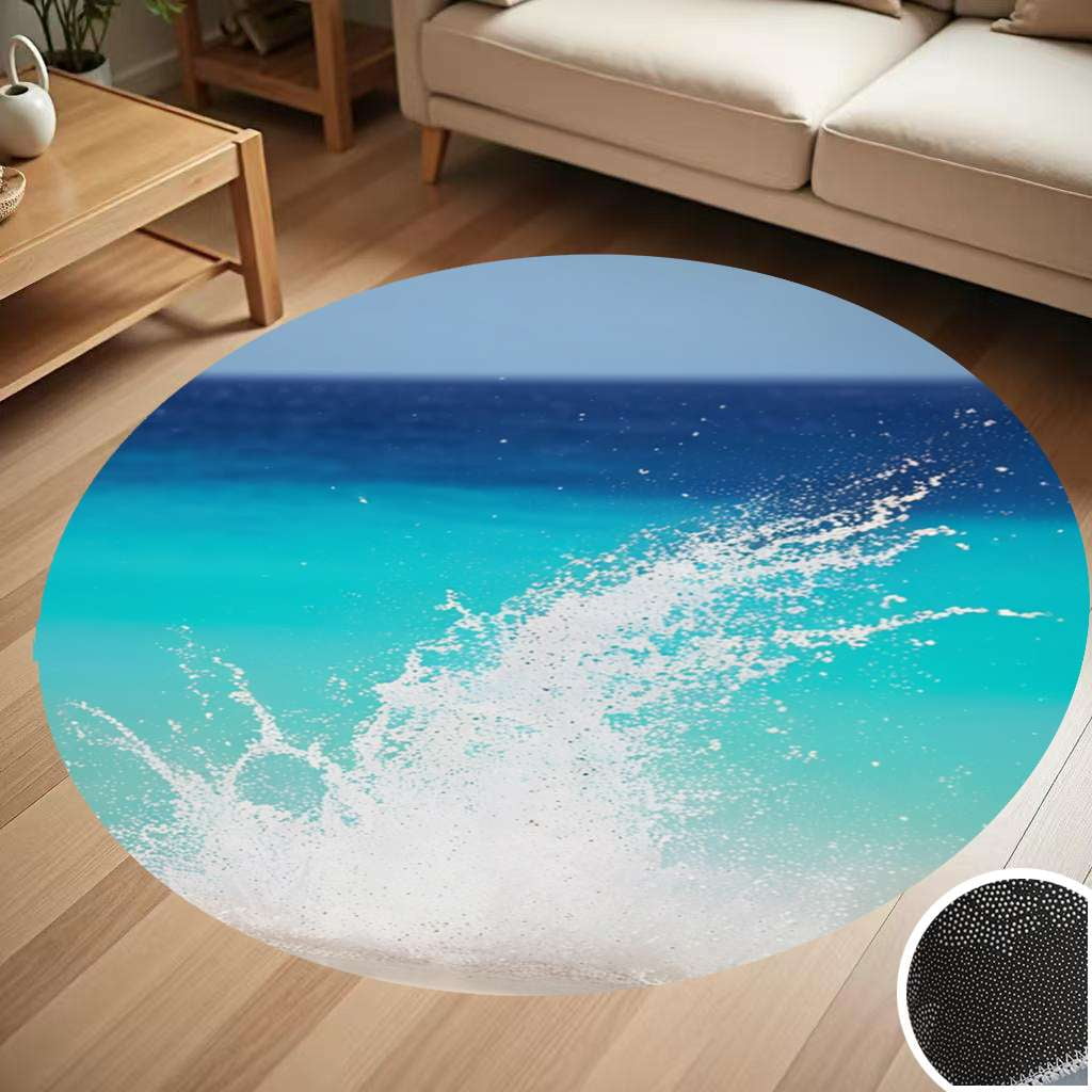 Beach Bliss Turquoise Waves Round Carpet Living Room Bedroom Home ...