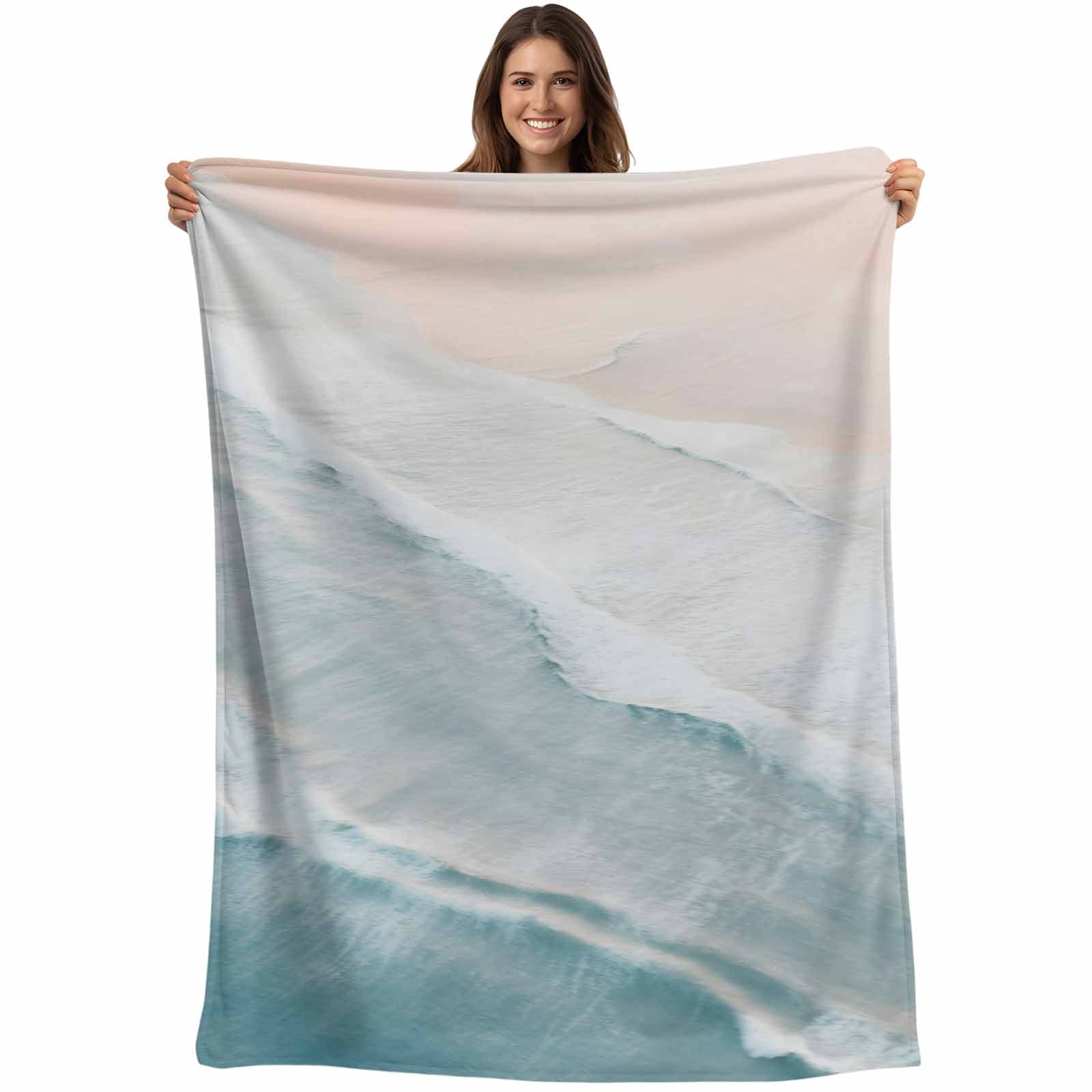 Beach Blue Blanket Soft Cozy Warm Twin Blanket for Bed, Plush Fuzzy ...