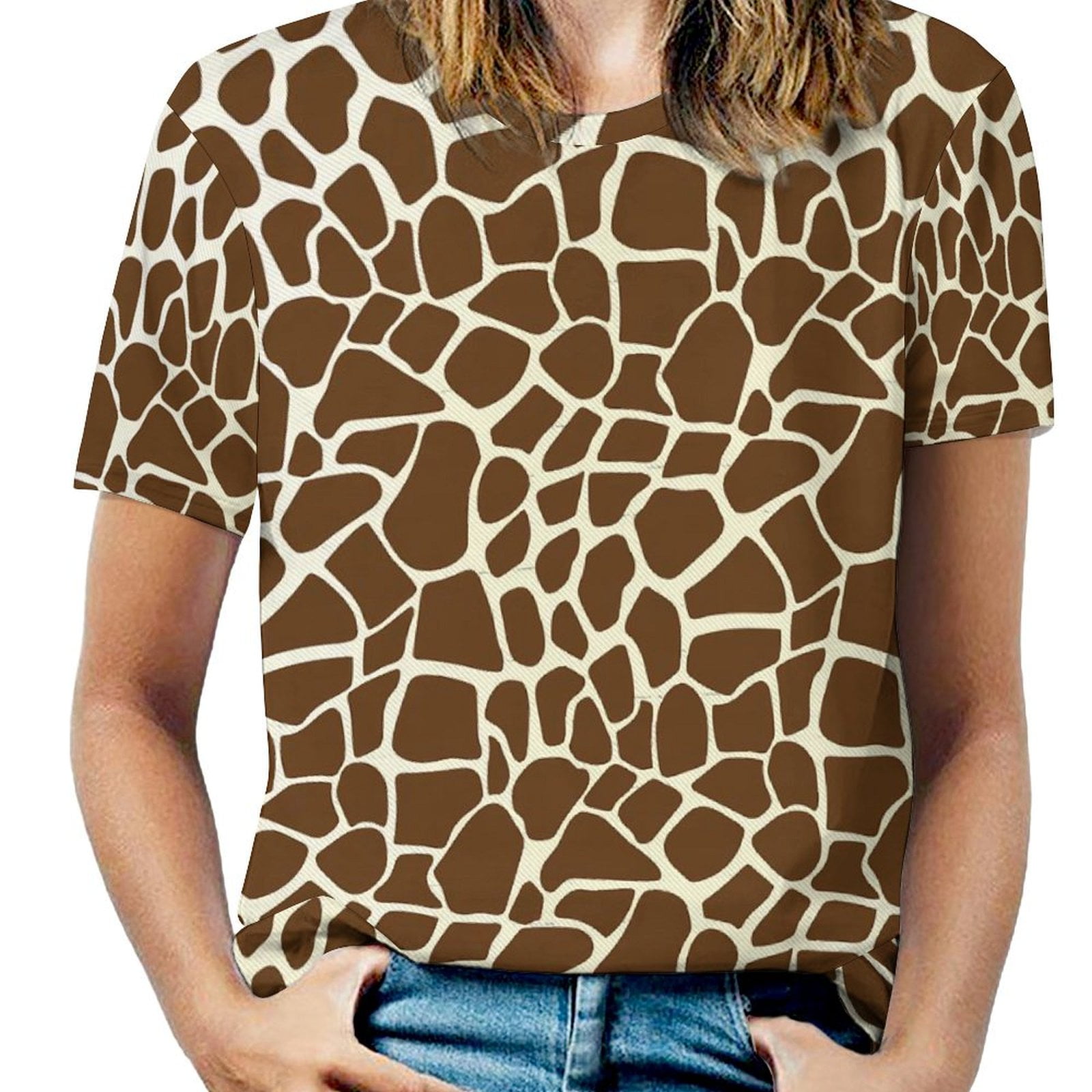 Beach Blue Giraffe T Shirts Animal Print Street Style T Shirt Women ...