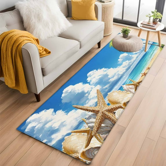 Beach Blue Kitchen Runner Rug 2x6 Washable Runners for Hallway Non Slip ...