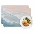 Beach Blue Leather Placemats Set of 2, 12x18 Inch, Beige Gradient Ocean ...