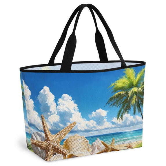 Beach Blue Mesh Beach Bag for Women Men,Large Beach Tote Waterproof ...