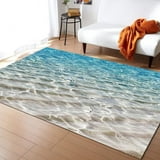 Beach Blue Ocean Area Rug, Transparent Water Waves Non Slip Print Rugs ...