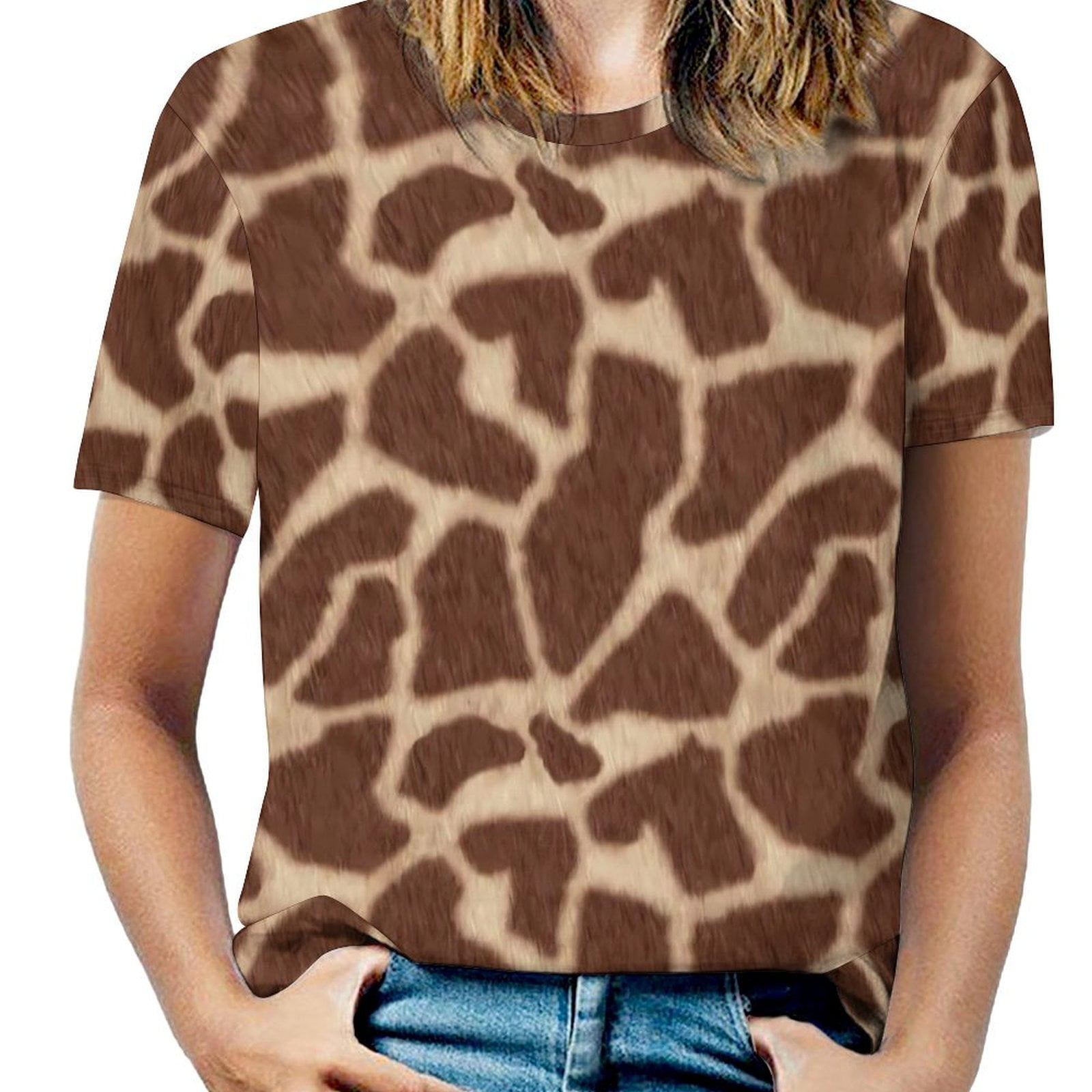 Beach Blue Pink Giraffe T Shirts Animal Print Street Style T Shirt ...