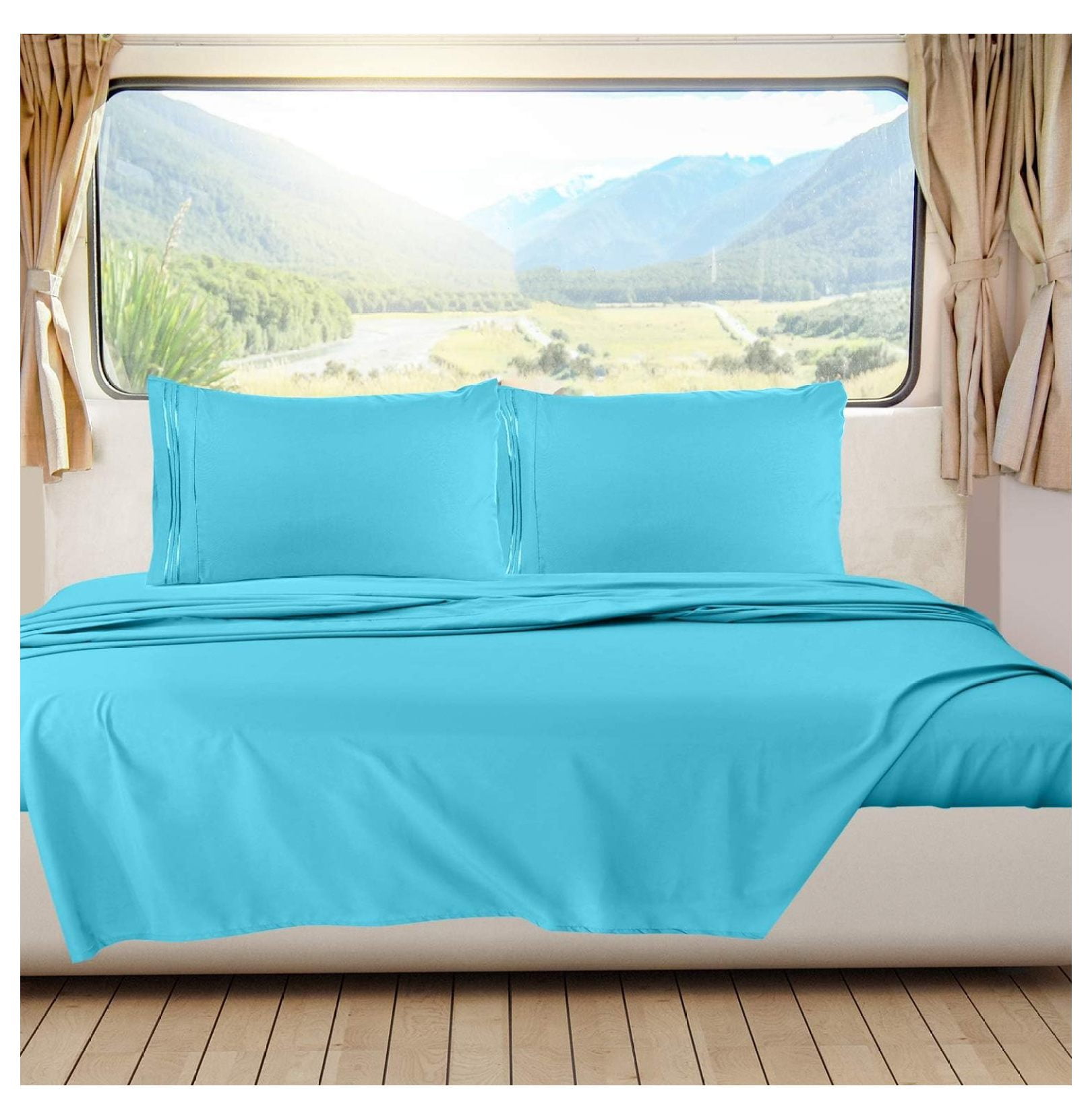 Beach Blue RV Queen Sheets – Super Soft RV Short Queen Sheets for RV ...