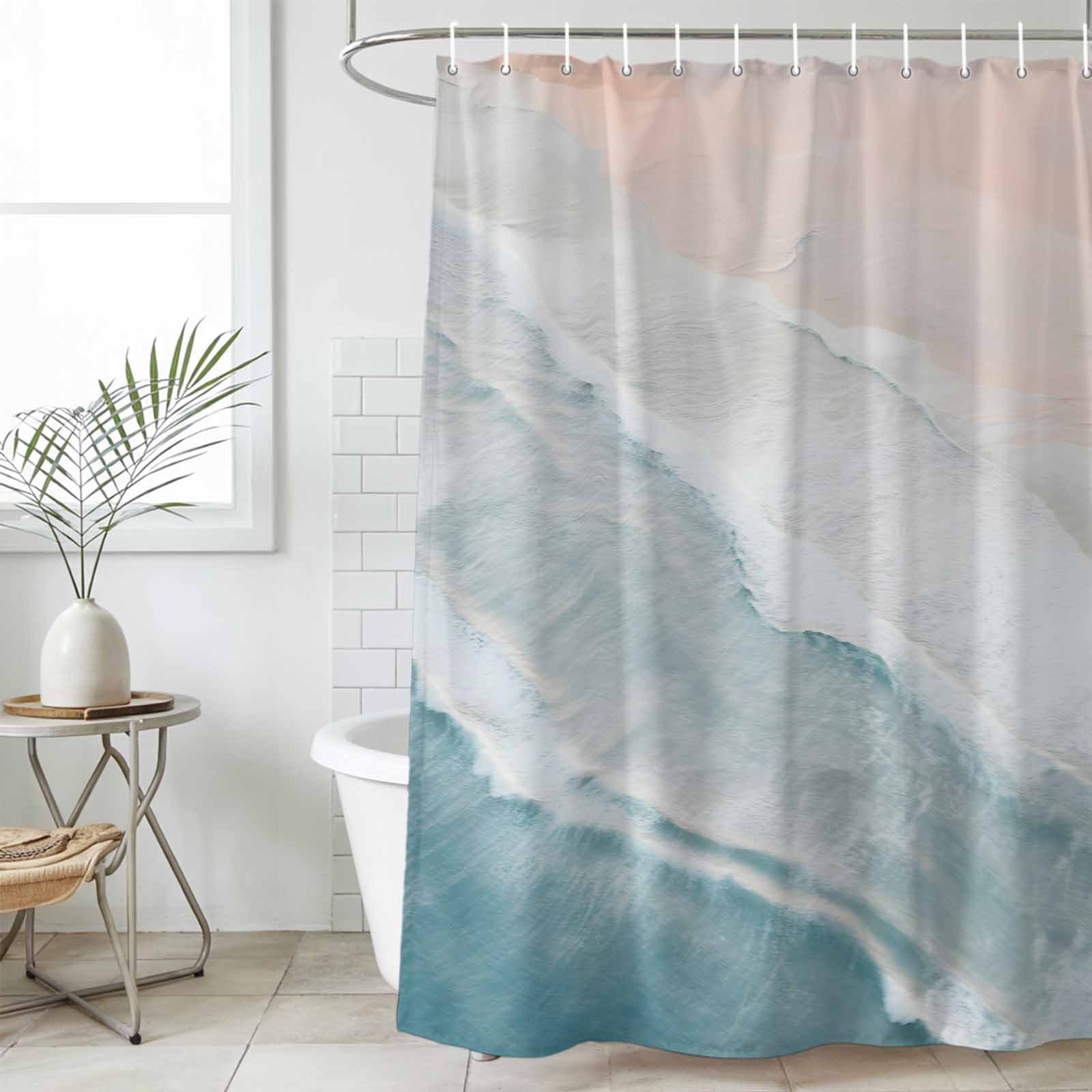 Beach Blue Shower Curtain, Waterproof Shower Curtains for Bathroom ...