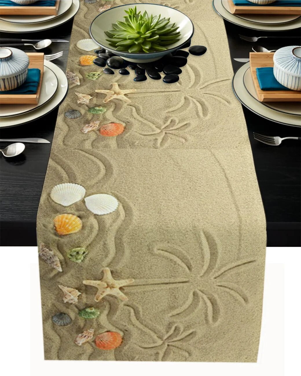 Beach Blue Sky White Clouds Spray Table Runner Wedding Decor Dining ...