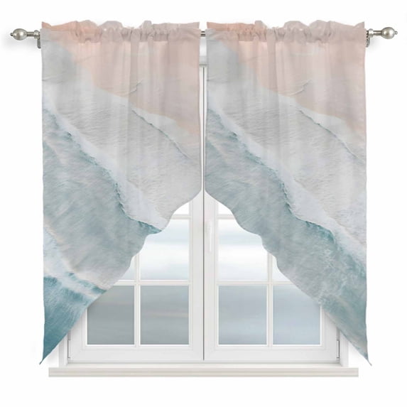Beach Blue Swag Valances for Windows 45 inches Long, Beige Gradient ...