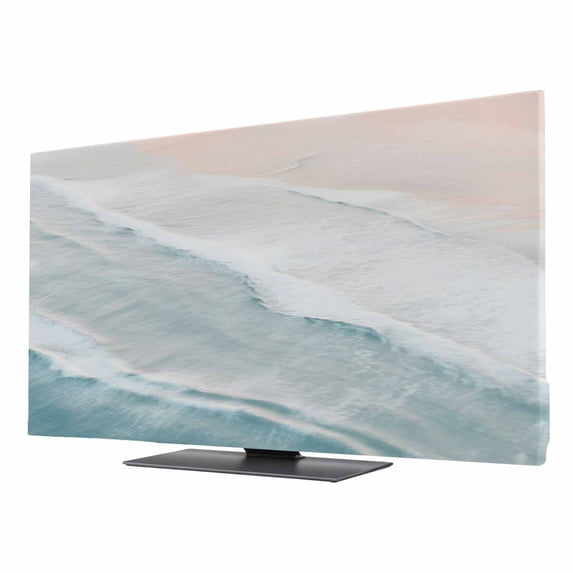 Beach Blue TV Dust Cover 43 Inch, Beige Gradient Ocean Wave Seaside ...