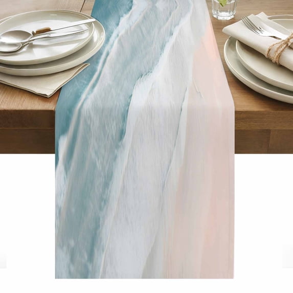 Beach Blue Table Runner - 90 Inch Long, Kitchen Dining Table Runner ...