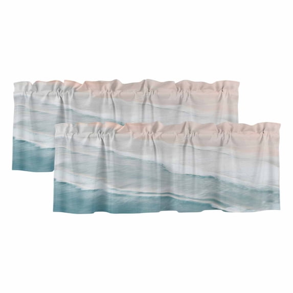 Beach Blue Valances for Windows, Decorative Rod Pocket Window Valance ...