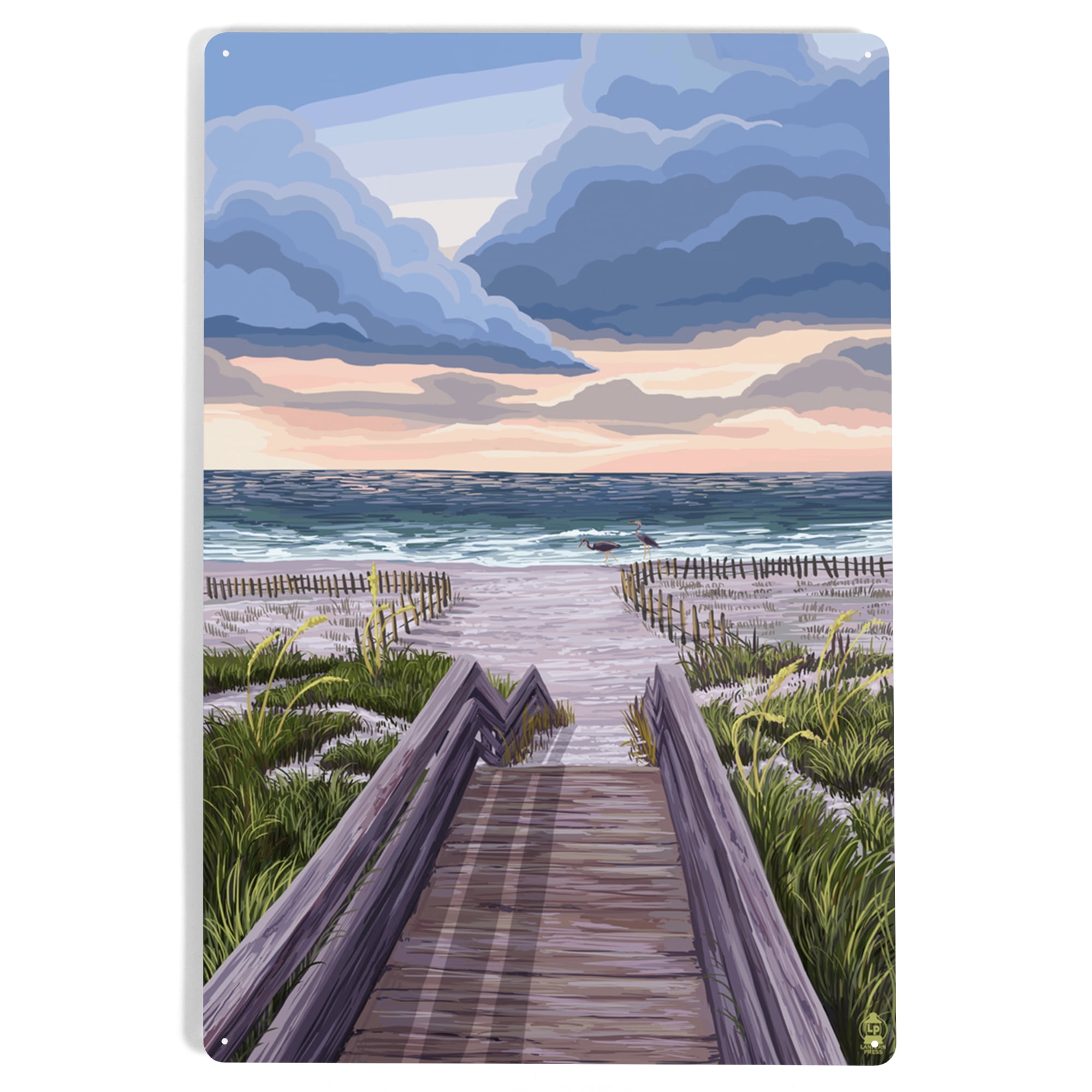 Beach Boardwalk Scene (12x18 Aluminum Art, Indoor Outdoor Metal Sign ...