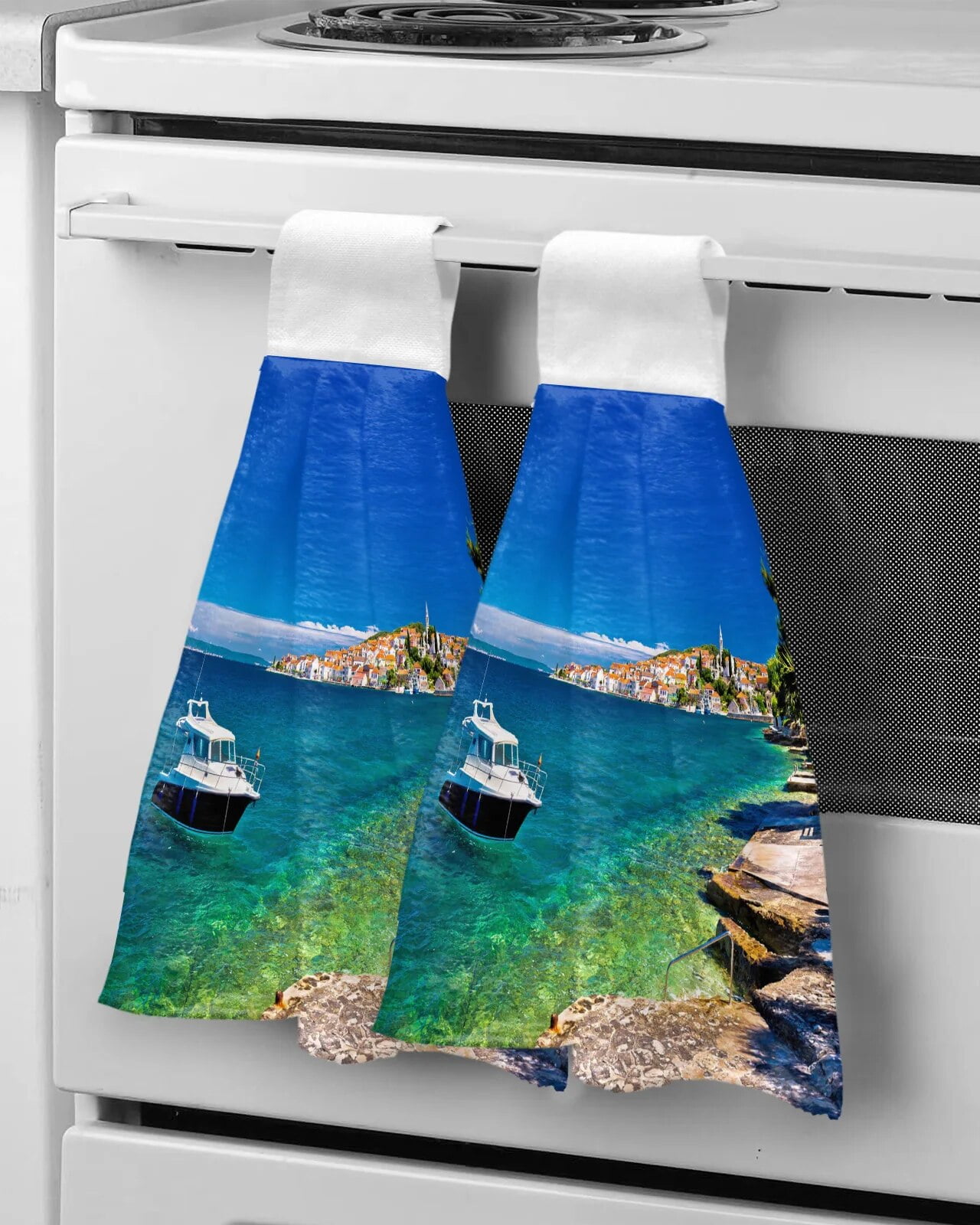 Beach Boat Houses Hand Towel Quick Dry Microfiber Towels Kitchen Soft ...