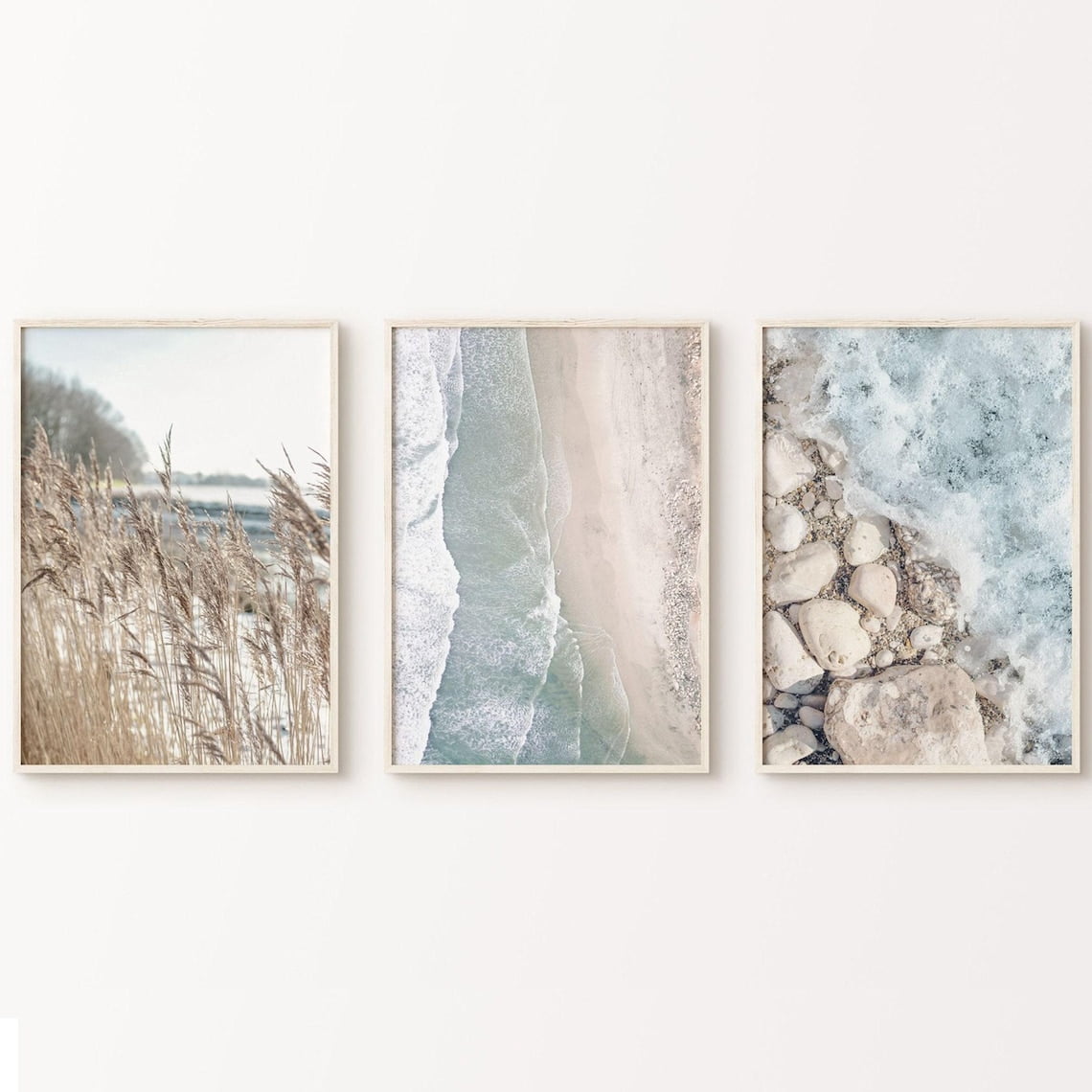 Beach Boho Gallery Coastal Landscape Photography Neutral Pampas Grass ...