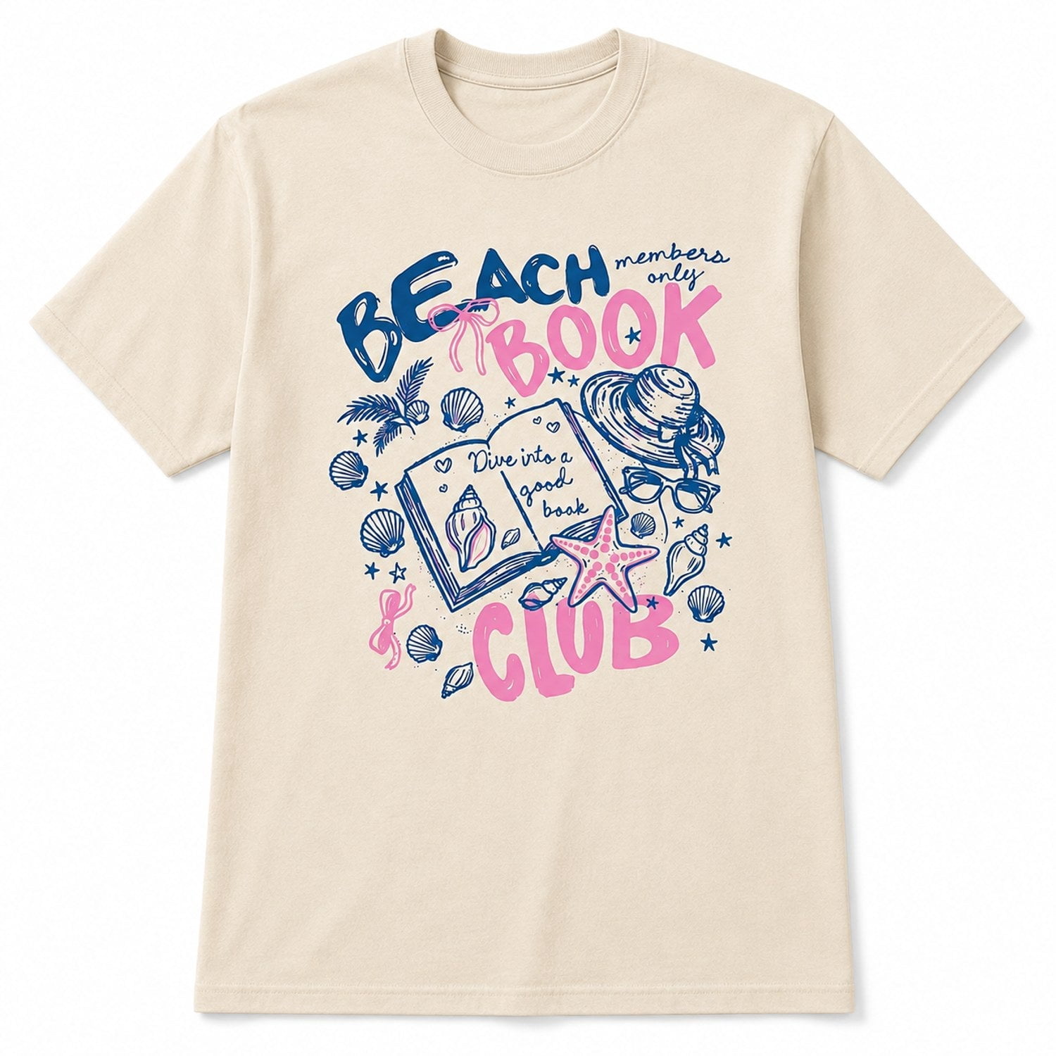 Beach Book Club Graphic T-Shirt, Unisex Classic Fit, 180 GSM Cotton ...