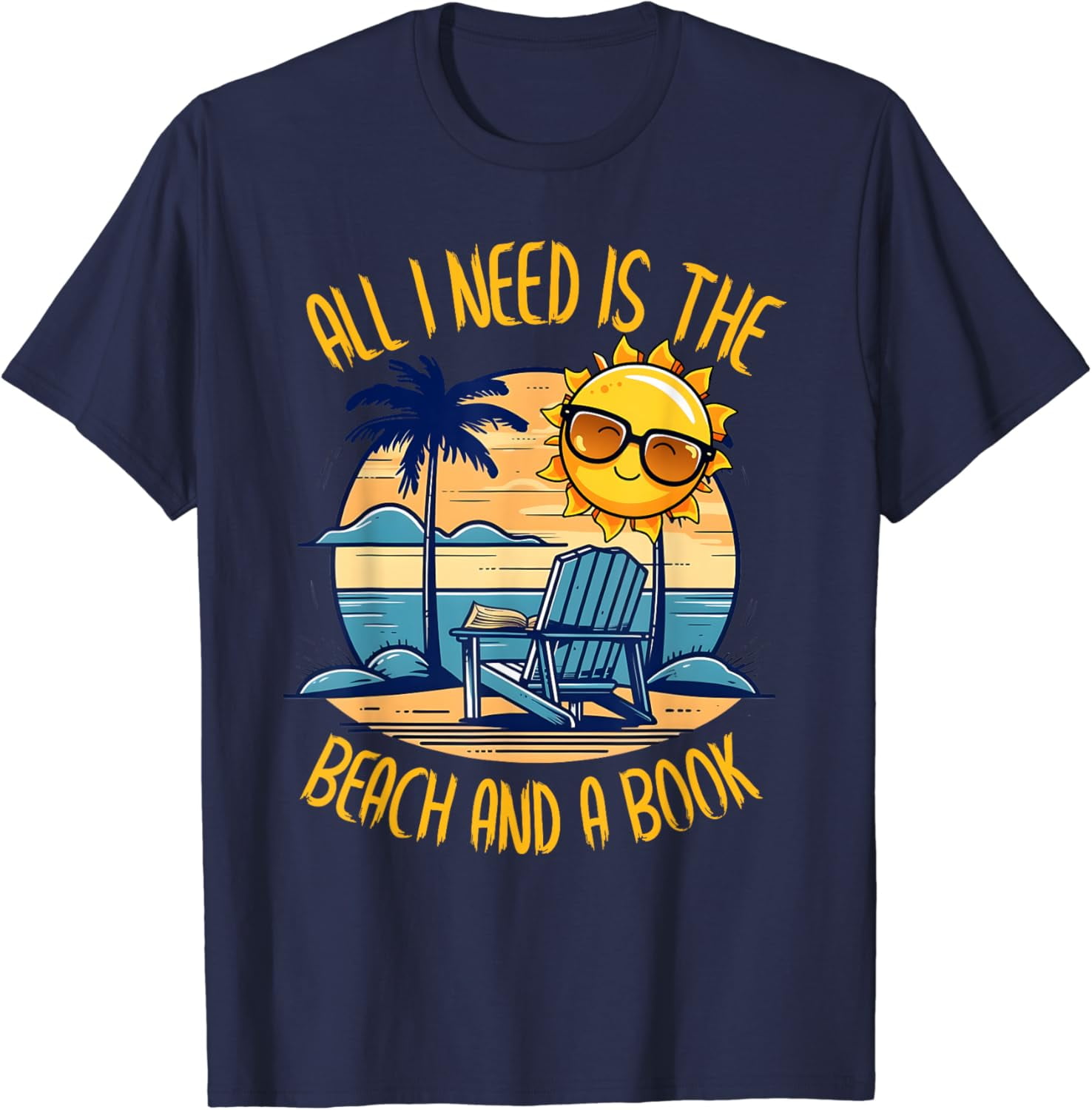 Beach Book Summer Reading Sun Tropical Ocean Bookworm Sunset T-Shirt ...