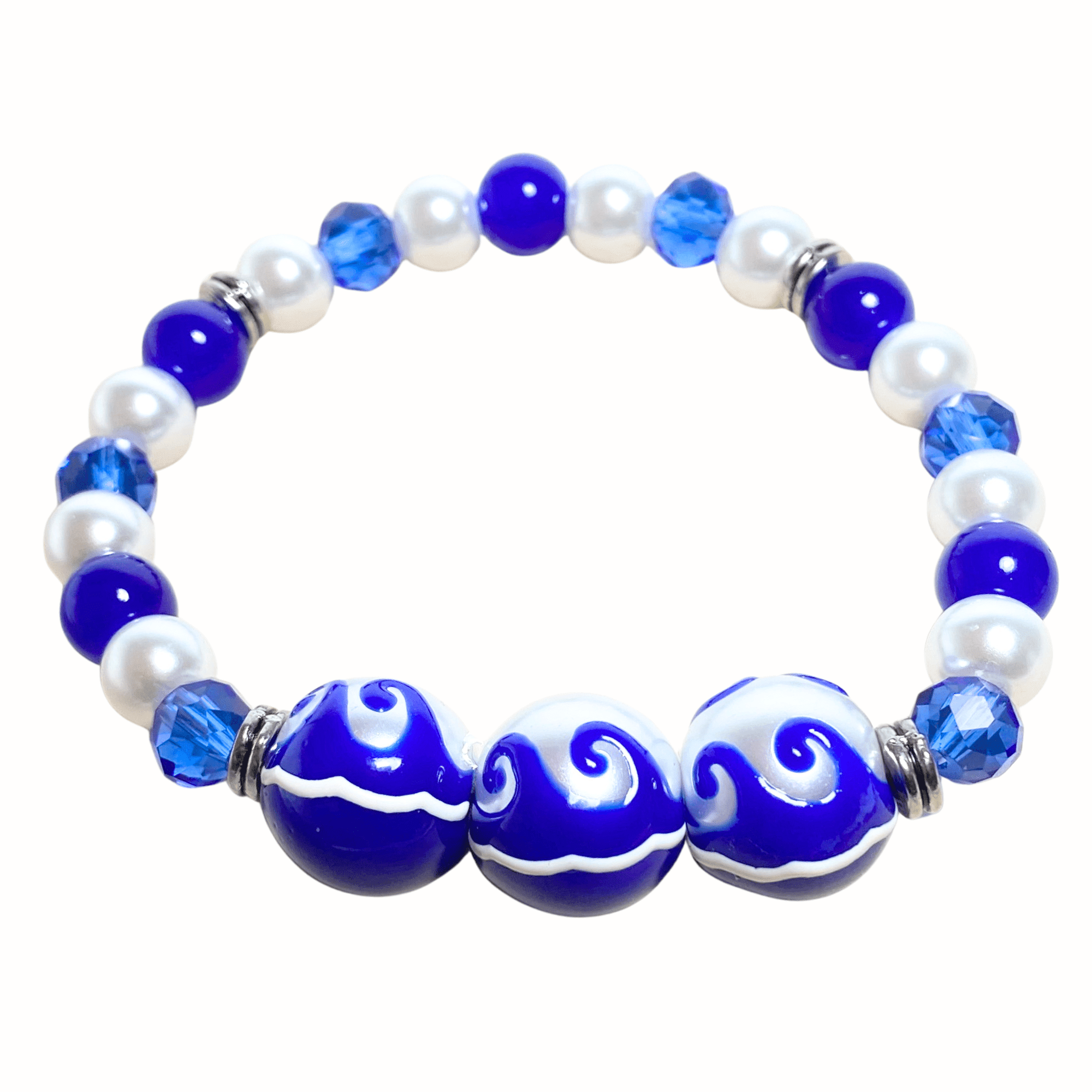 Beach Bracelets for Women, Summer Ocean Blue White Wave Beaded Handmade ...