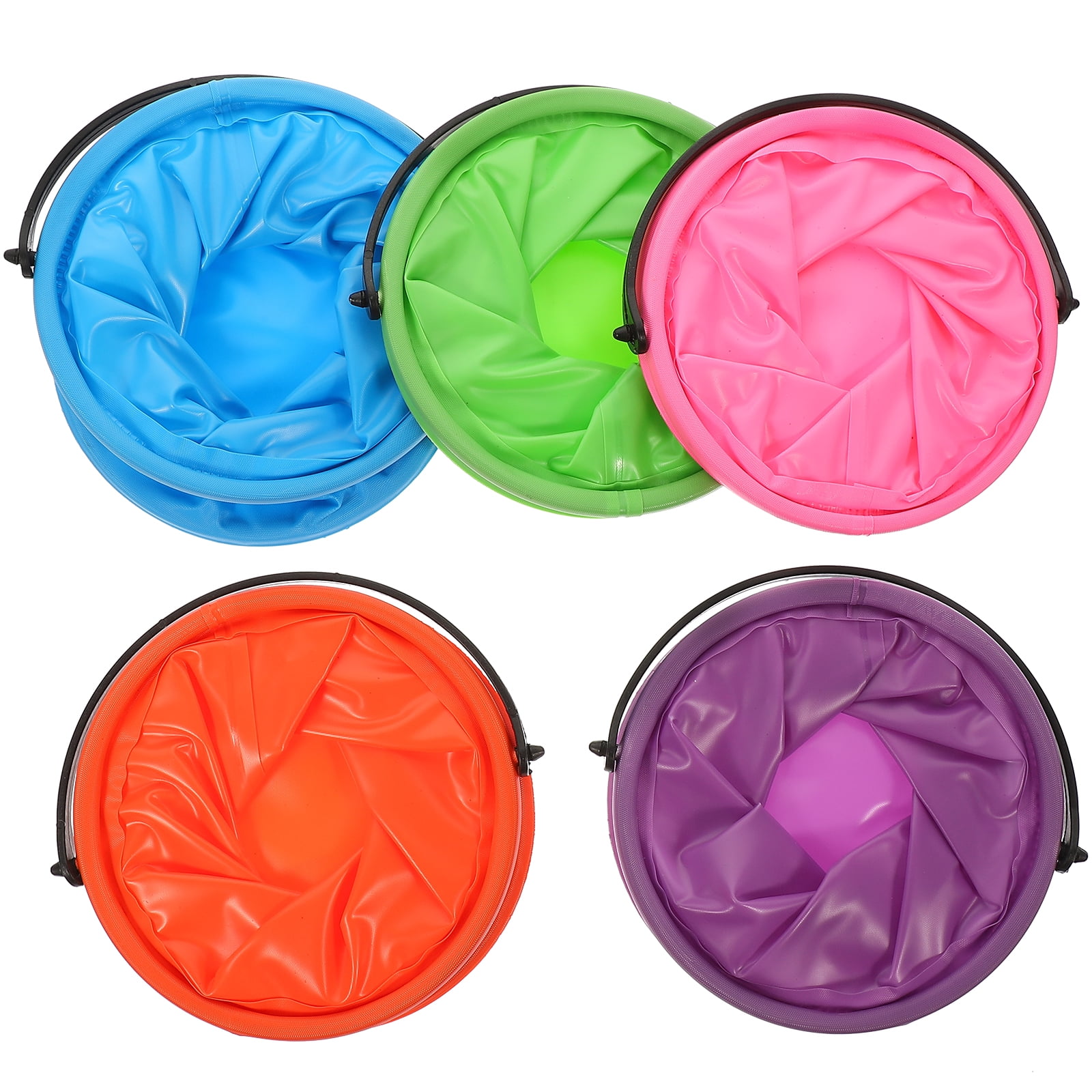 Qnmwood 5pcs Collapsible Beach Buckets Portable Sand Toys Camping ...