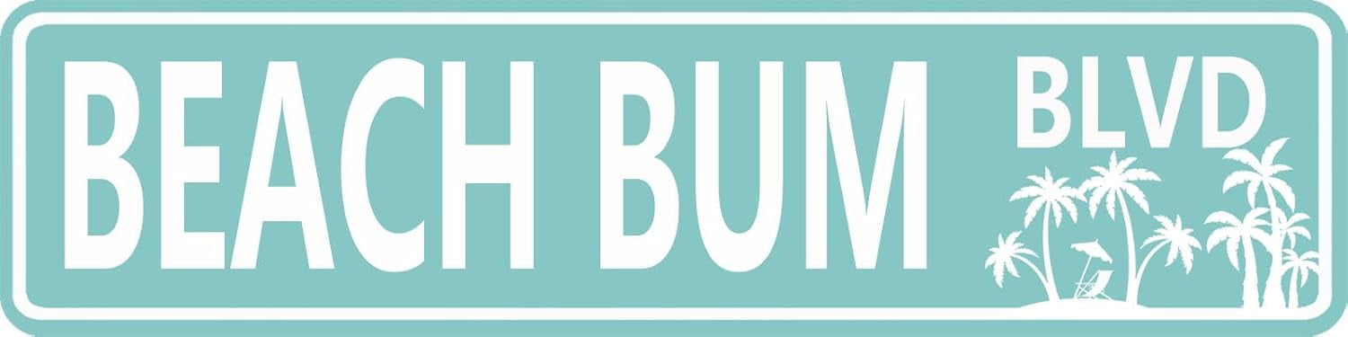 Beach Bum BLVD Metal Street Tin Sign Funny Vintage Slim Tin Signs Wall ...