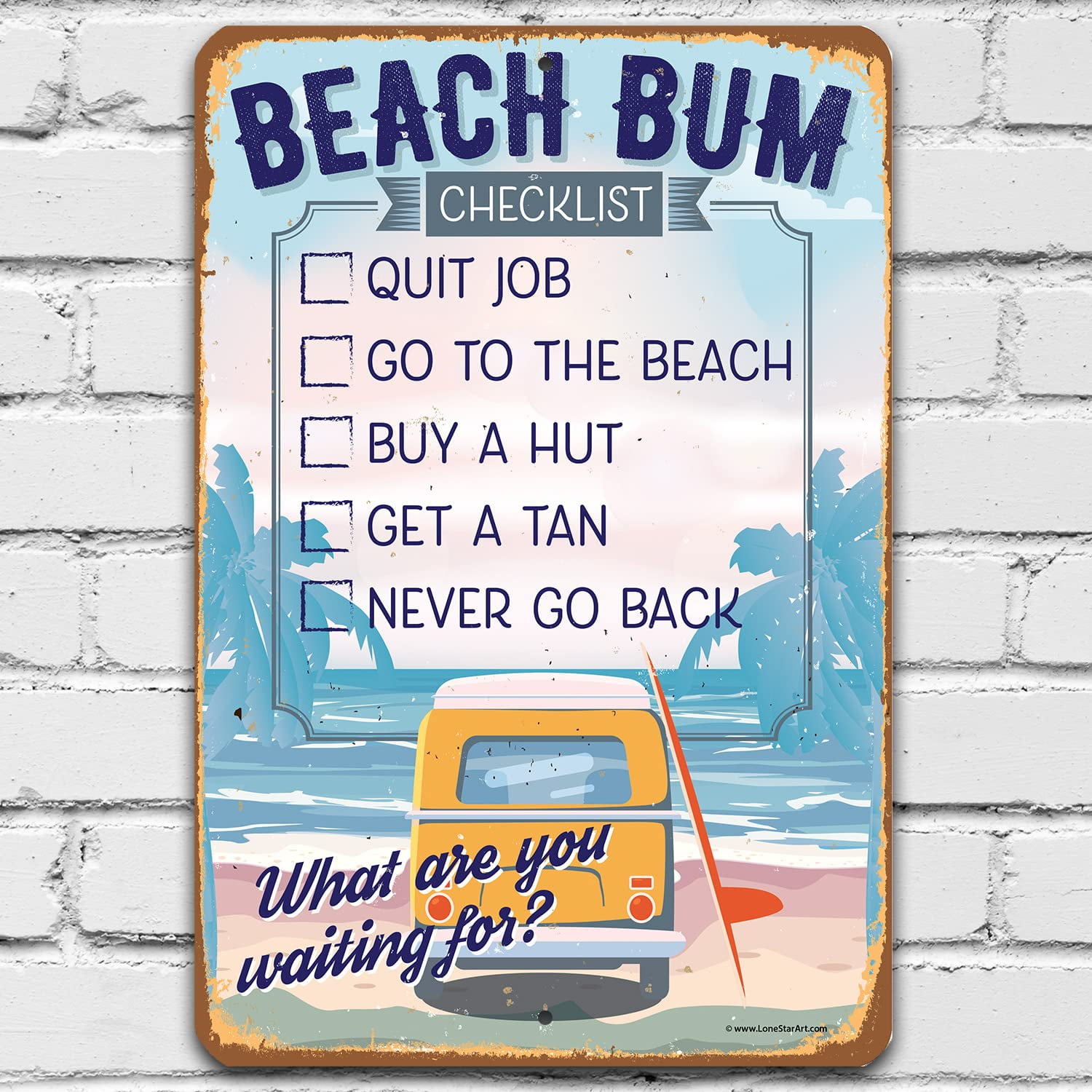 Beach Bum Checklist - Beach Sign Metal Sign - Perfect Decor for Beach ...