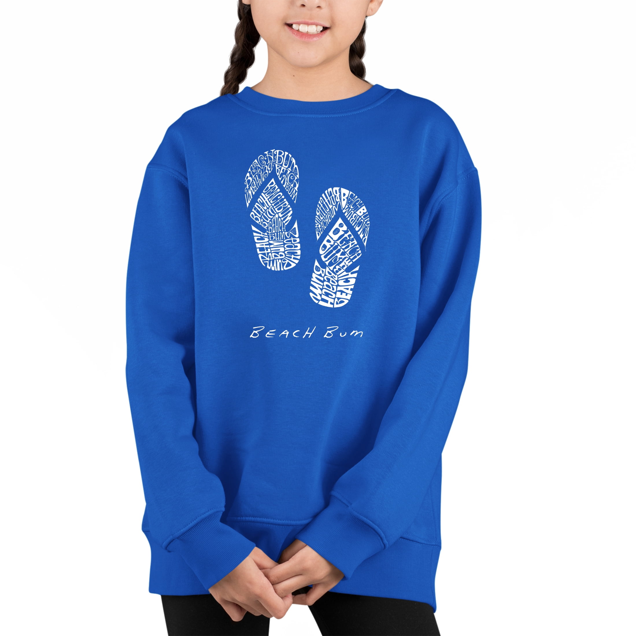 Beach Bum - Girl's Word Art Crewneck Sweatshirt - Walmart.com