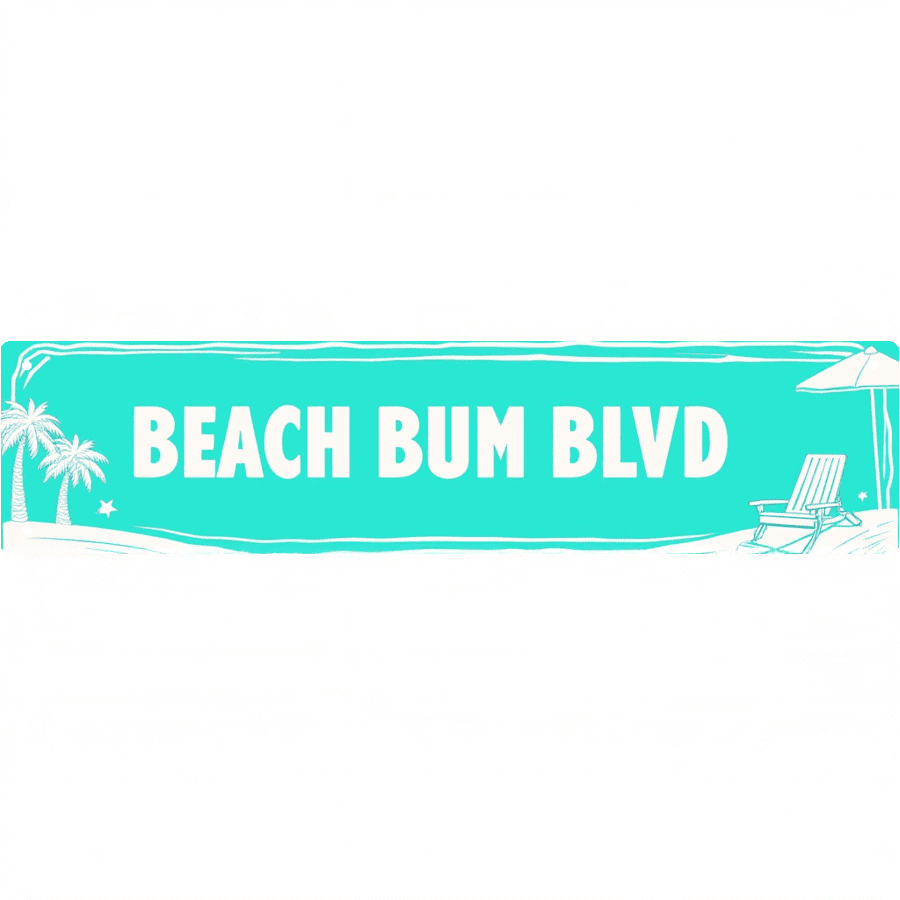 Beach Bum Tin Sign 16x4 Inch Beach Bum BLVD Design - Ideal for Patio ...