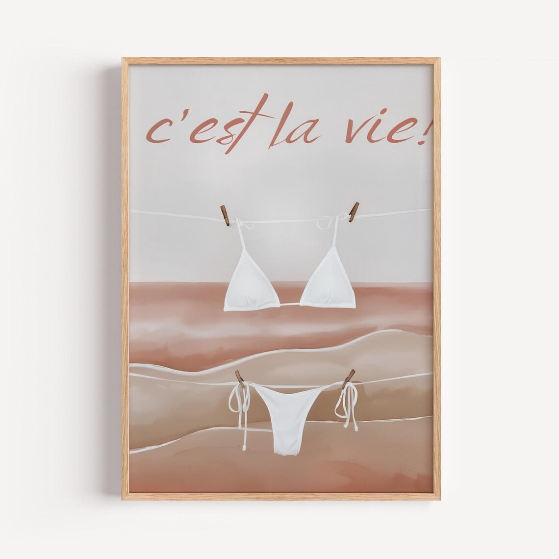 Beach C'est La Vie Bikini Beach Watercolor Beachy Graphic Poster ...