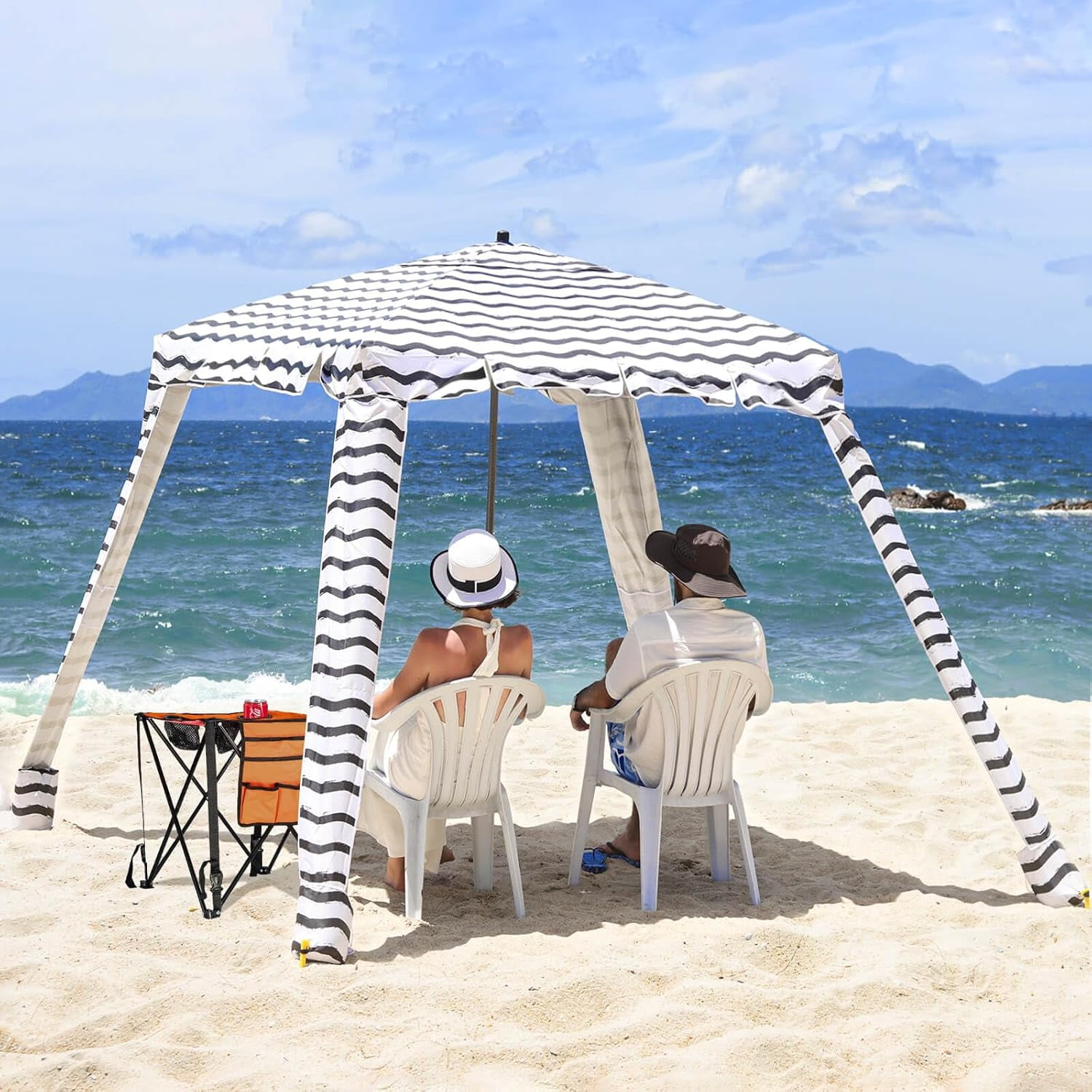 Beach Cabana with Foldable Camping Table - UPF 100+ UV Protection Beach ...