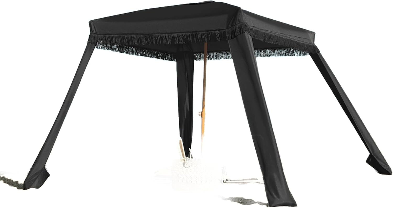 Beach Cabana with Fringe - 6x6 Ft. Boho Beach Canopy Umbrella Tent ...