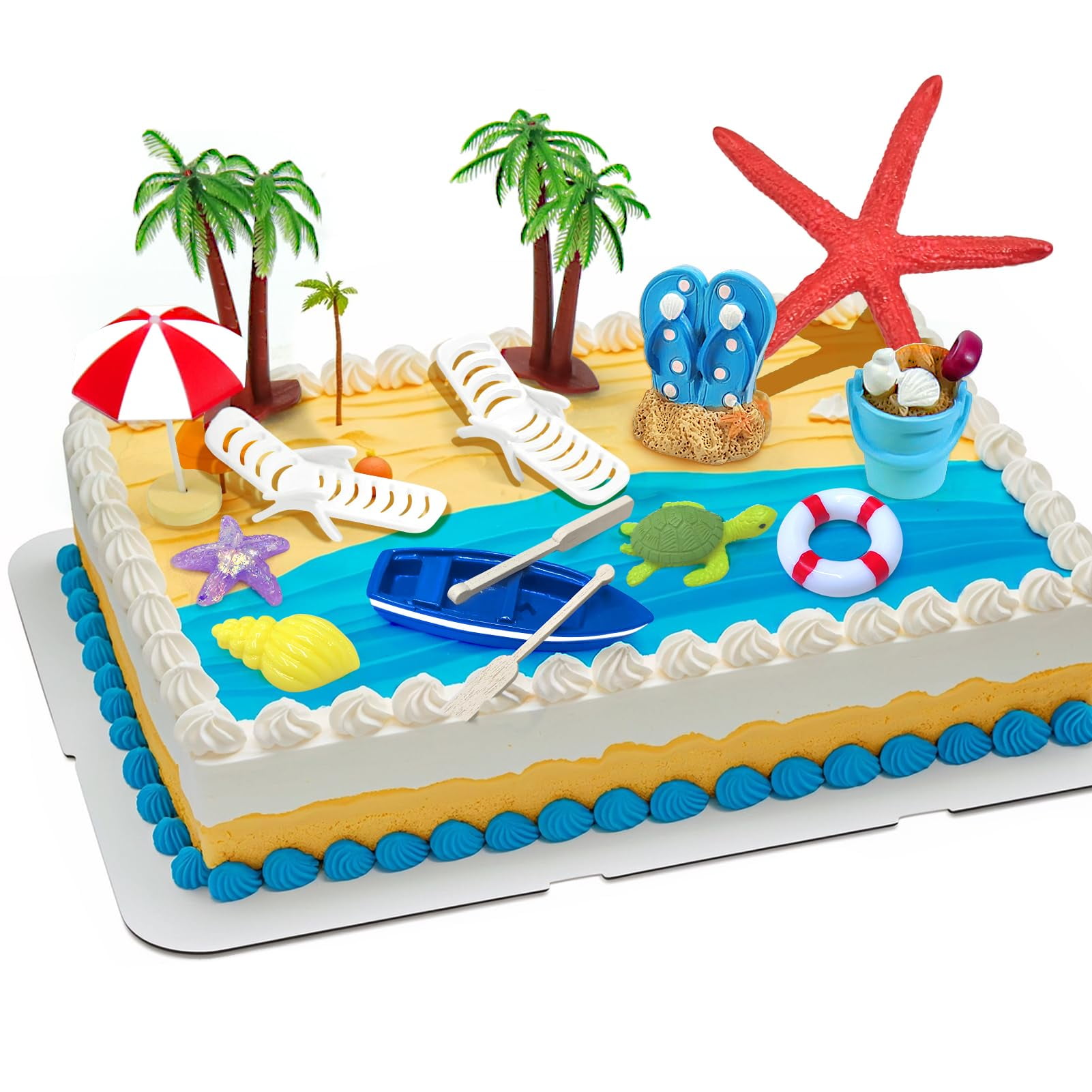 Beach Cake Decorations, 15 Pieces Chair RST1 Umbrella Palm Ocean Cake ...