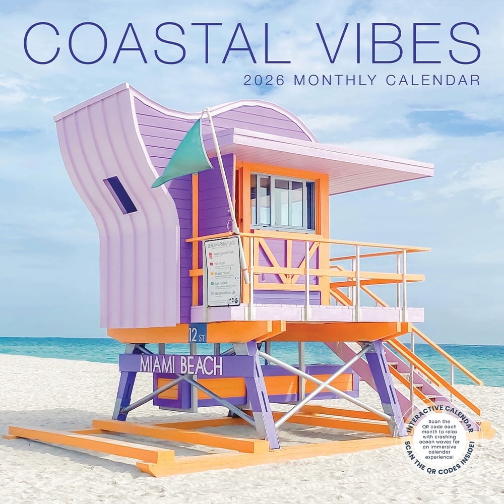 Beach Calendar 2026 | 12" x 24" Coastal Vibes Beaches Wall Calendar 16 ...