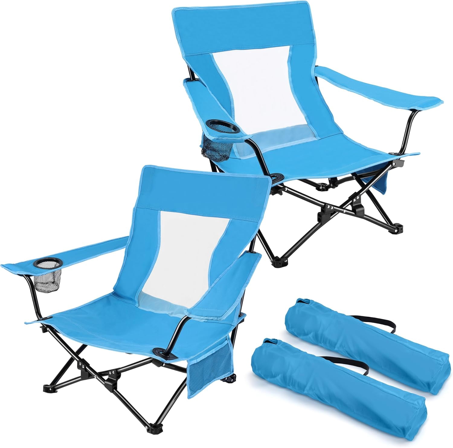 Beach Camping Chair (2 Pack), Outdoor Folding Chair for Adults, Heavy ...