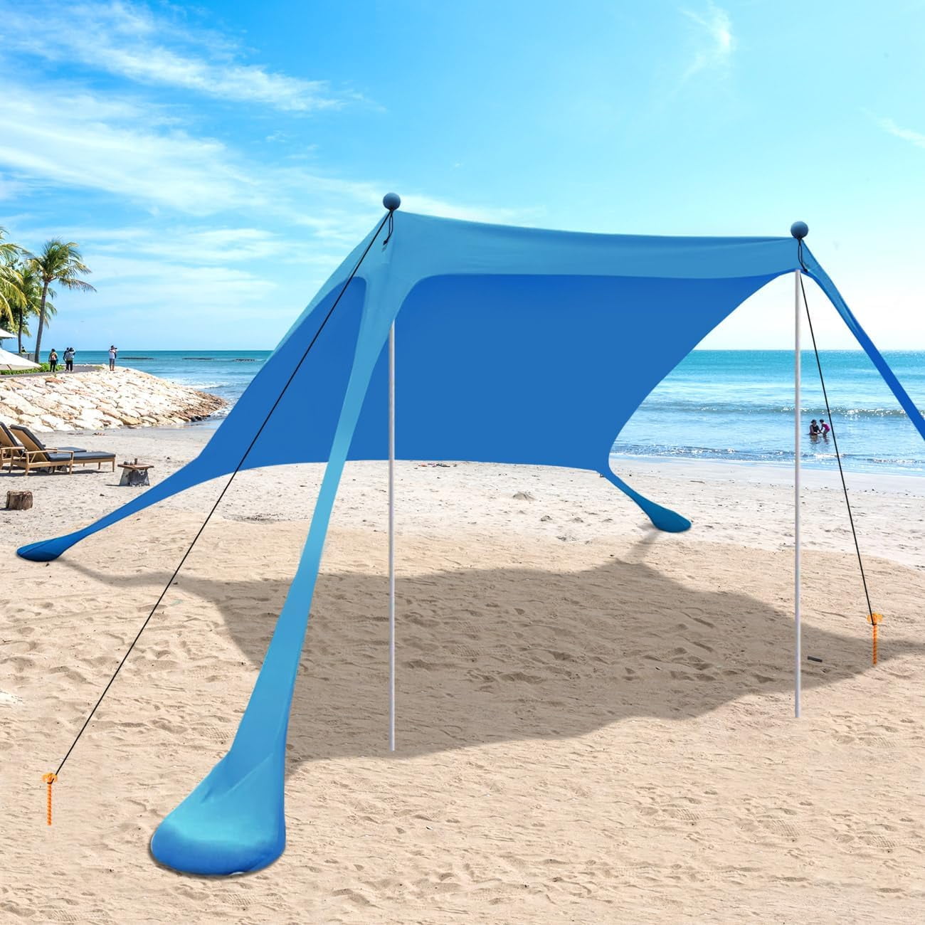 Beach Canopy Beach Tent Sun Shelter 7.5X7.5 FT Beach Shade Canopy UPF50 ...