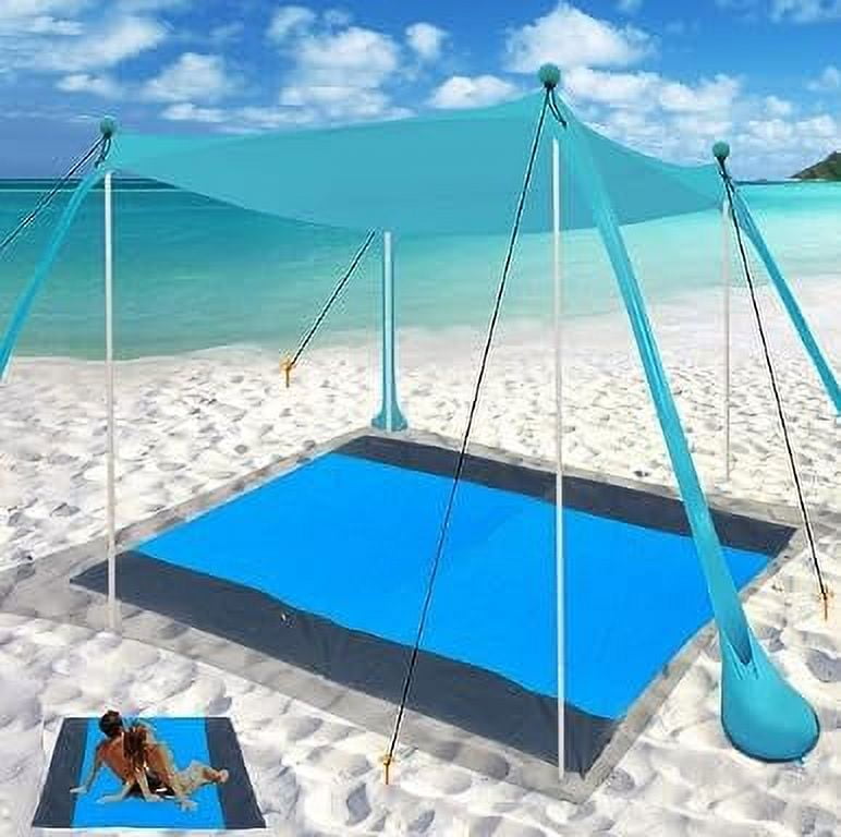 Beach Canopy Beach Tent UPF50+ 11x11 FT Easy to Setup Extra Windproof ...