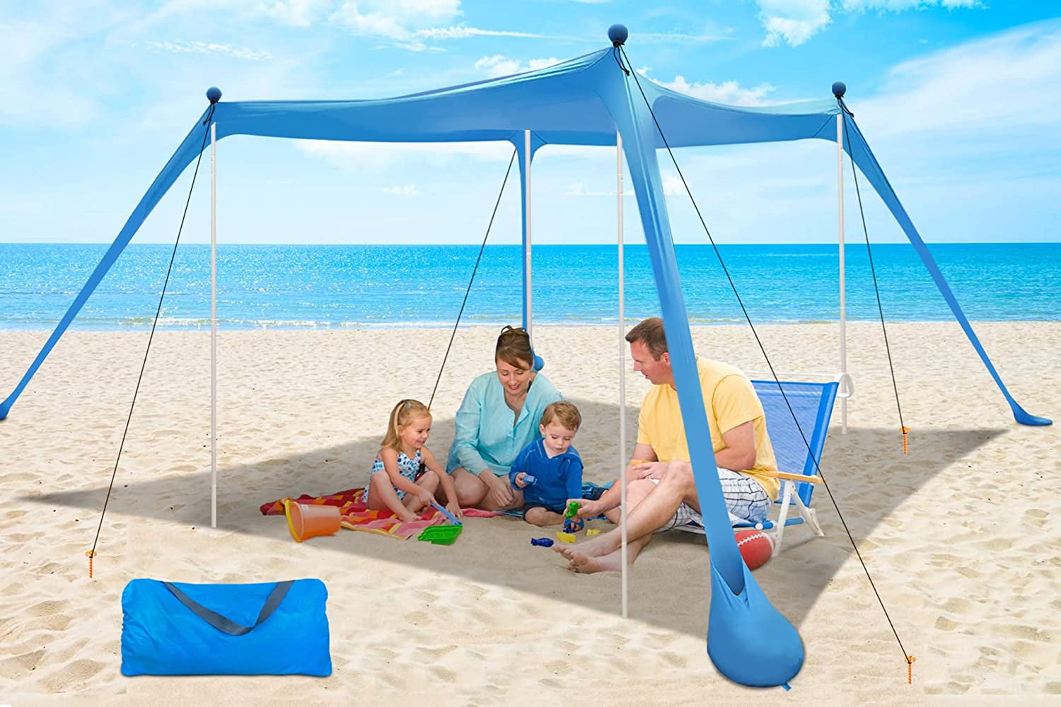 Beach Canopy Beach Tent UPF50+ 11x11 FT Easy to Setup Extra Windproof ...
