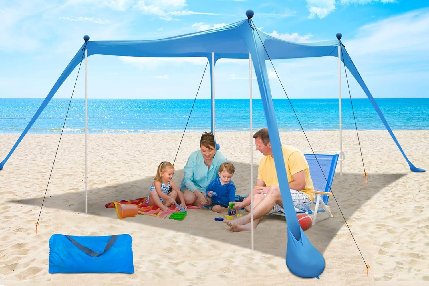 Beach Canopy Beach Tent UPF50+ 11x11 FT Easy to Setup Extra Windproof ...