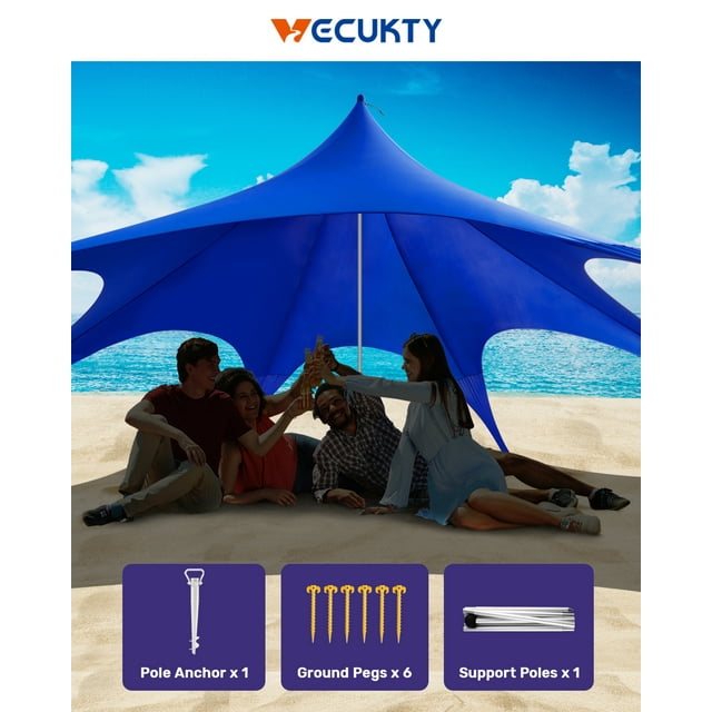 Beach Canopy Tent Sun Shade, VECUKTY 12x12 FT Beach Tent Sun Shelter ...