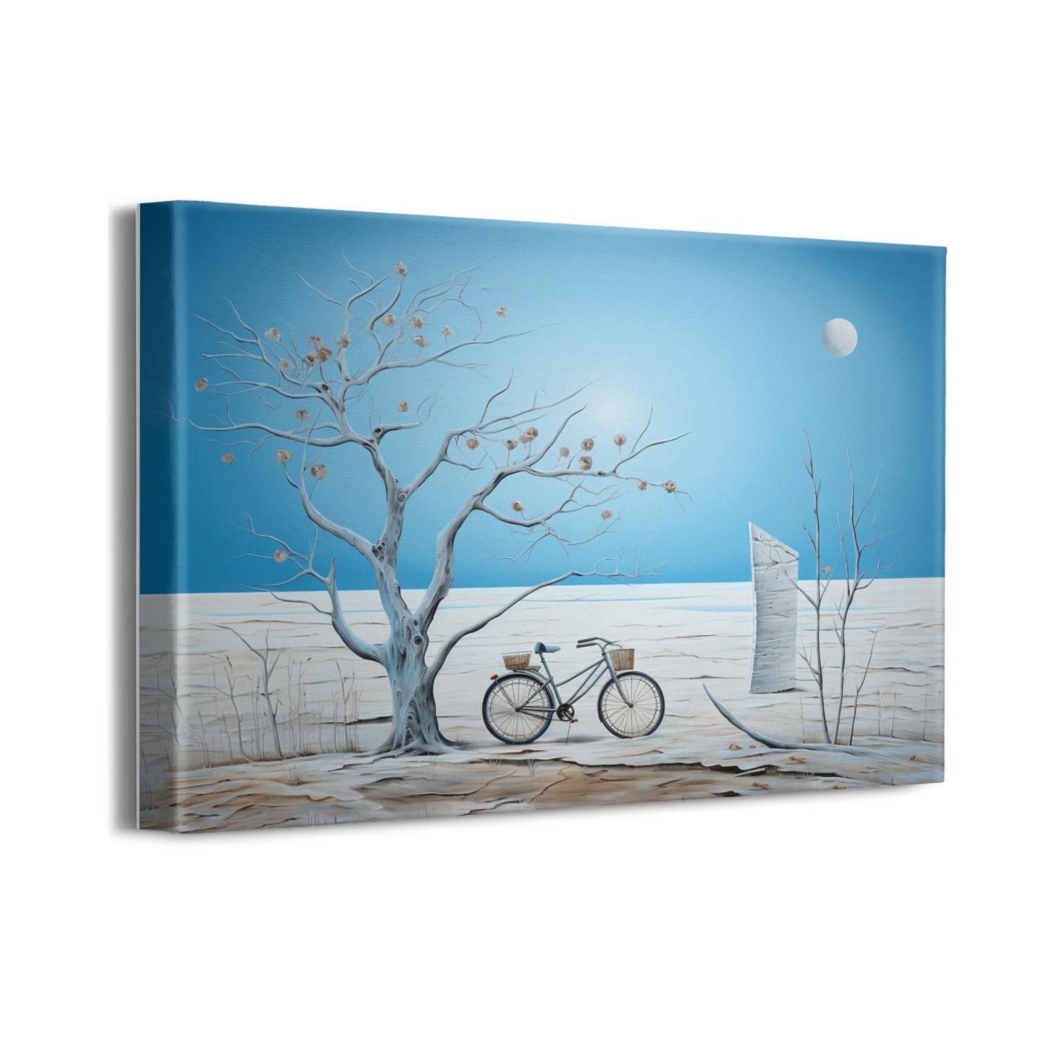 Beach Canvas Wall Art for Bathroom Wall Decor Seaside Bicycle Ocean ...