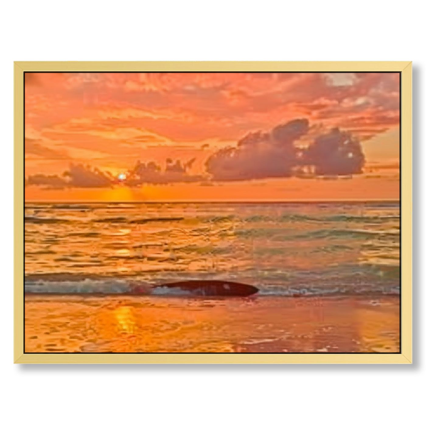 Beach Canvas Wall Art - Blue Sea Sunset White Beach Painting High ...