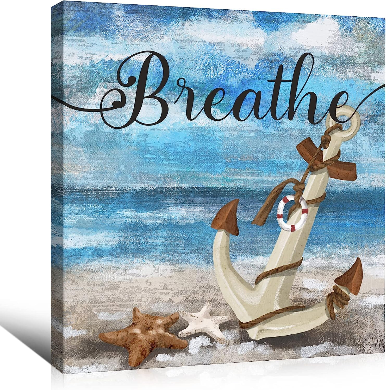 Beach Canvas Wall Art for Home Decor Bathroom Decor Blue Beach Picture ...