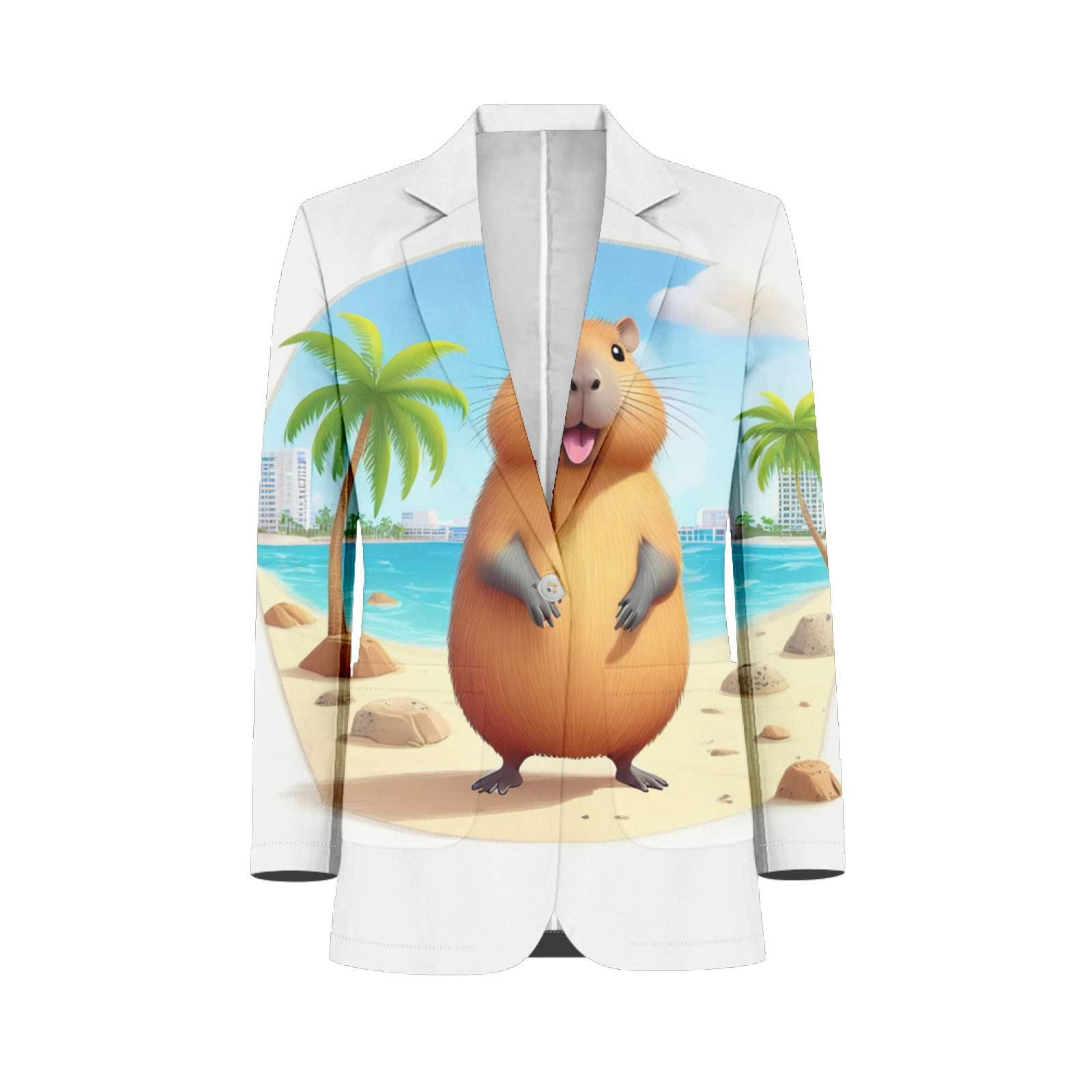 Beach Capybara Adventure Mens Suits Shawl Collar Slim Fit Suit Mens ...