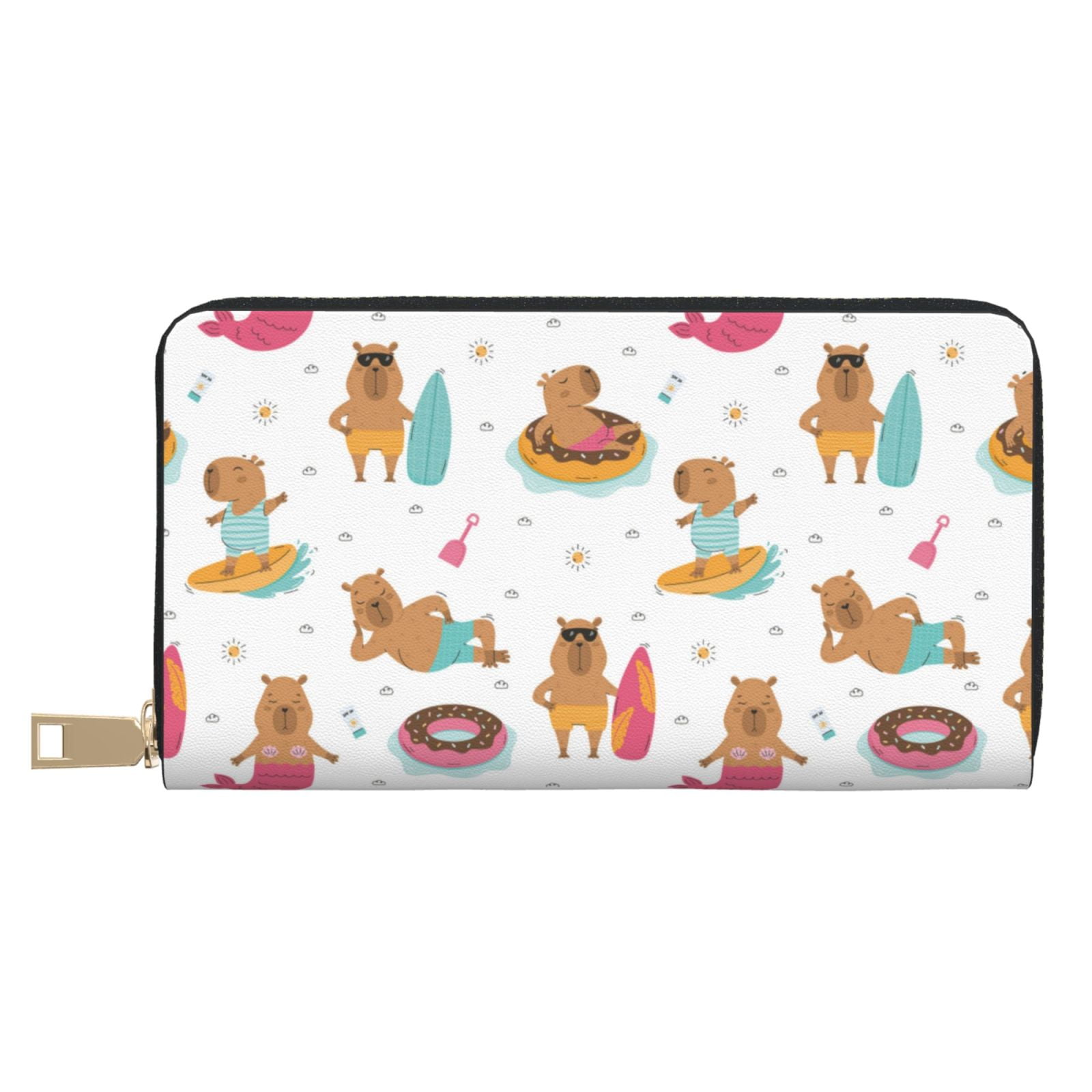 Beach Capybaras Wallet Women, Leather Bifold Multi Card Wallet, Women's ...