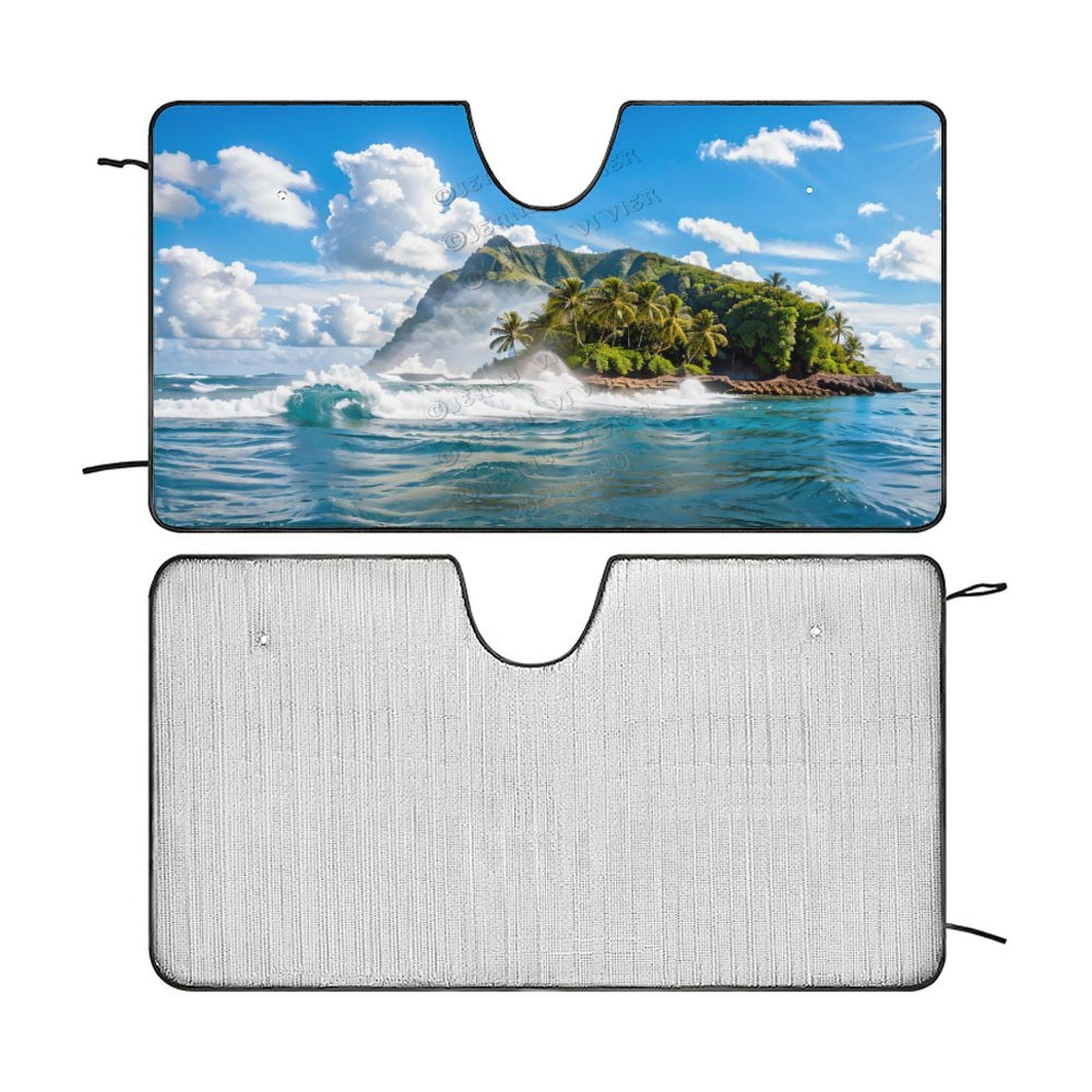 Beach Car Front Window Sun Shield Tropical Ocean Heat shield Front ...