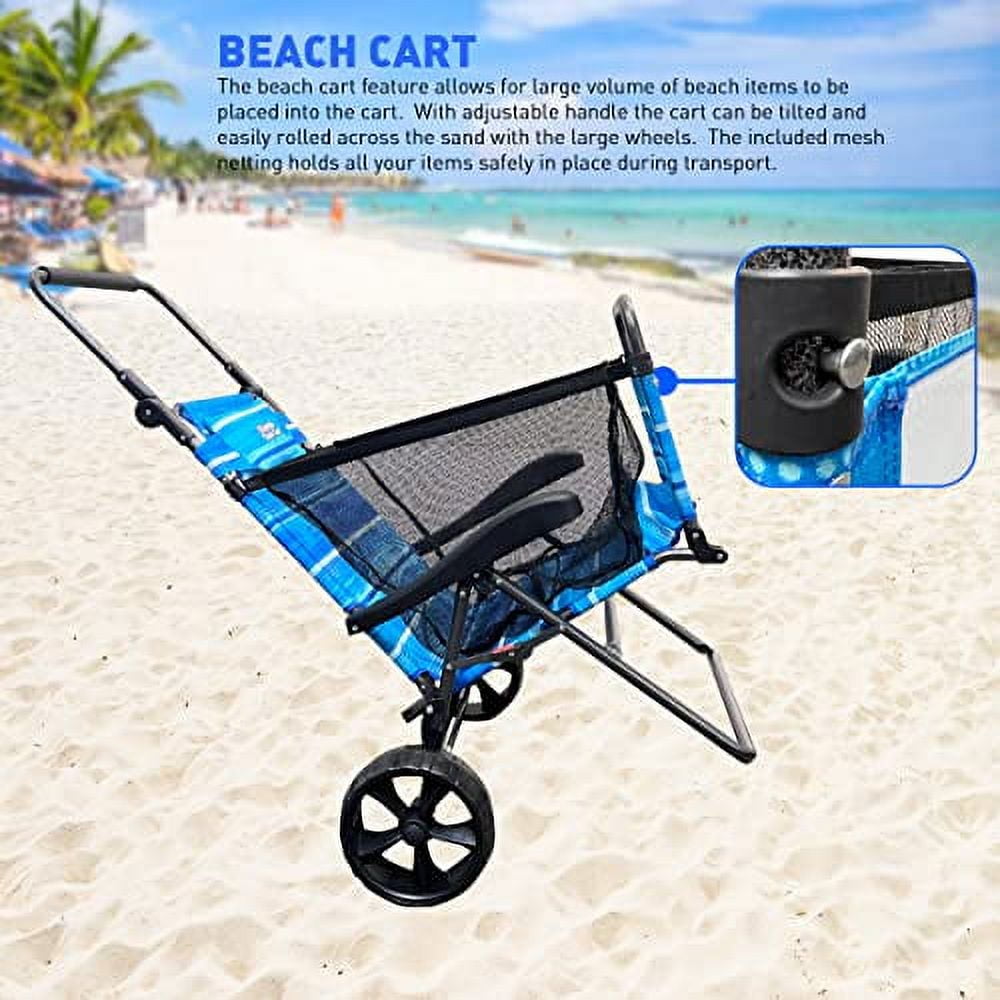 Beach Cart Chair – 2 in 1 Turns from Beach Cart to Beach Chair – Large ...