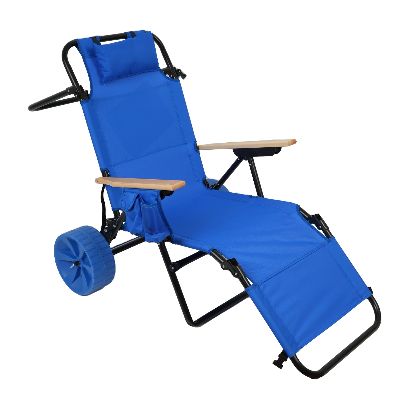 Beach Cart Chairs With Wheels 2 in 1 Foldable Beach Lounge Chair With ...